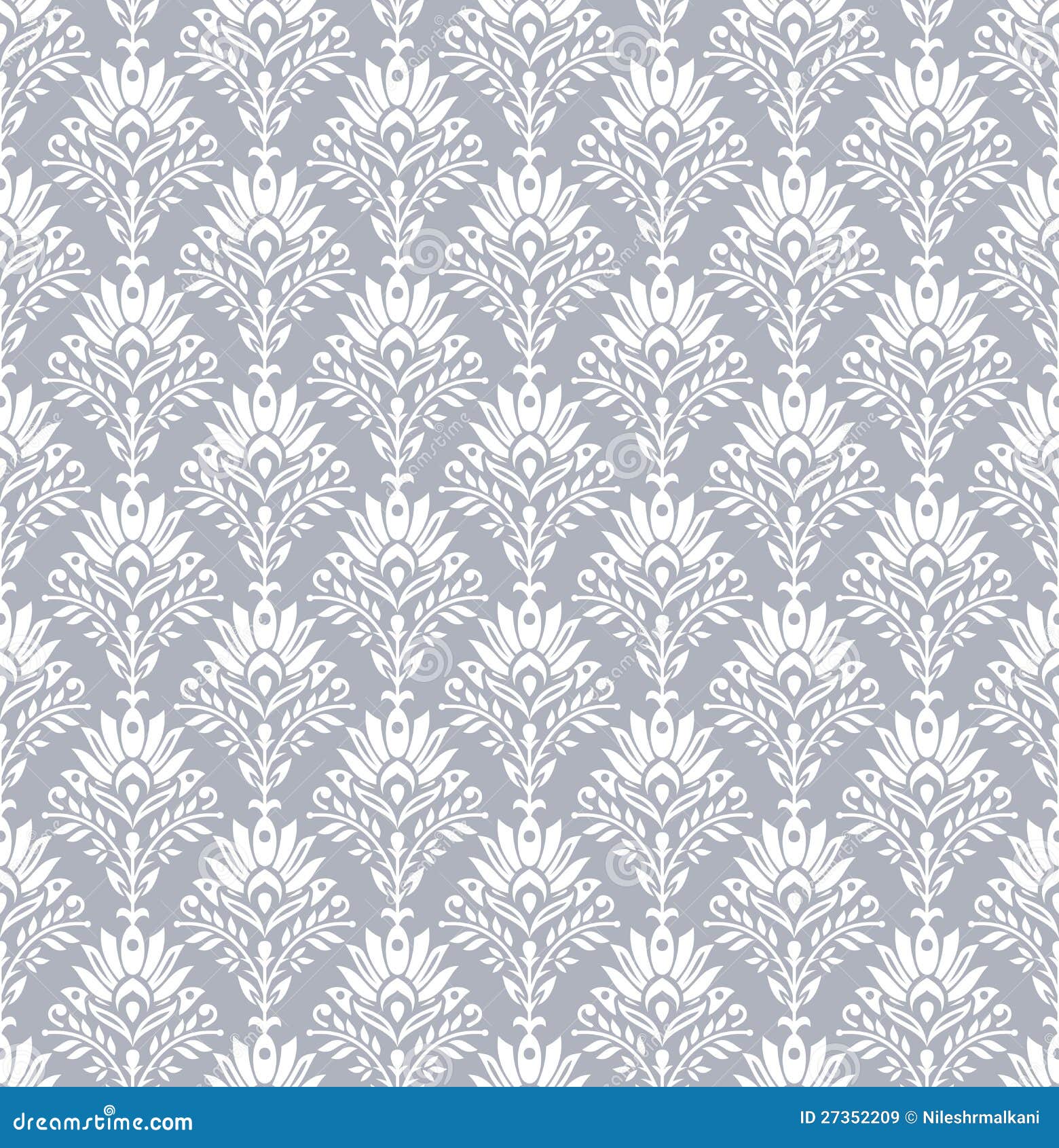 Seamless Royal Wallpaper in Silver Stock Vector - Illustration of ...