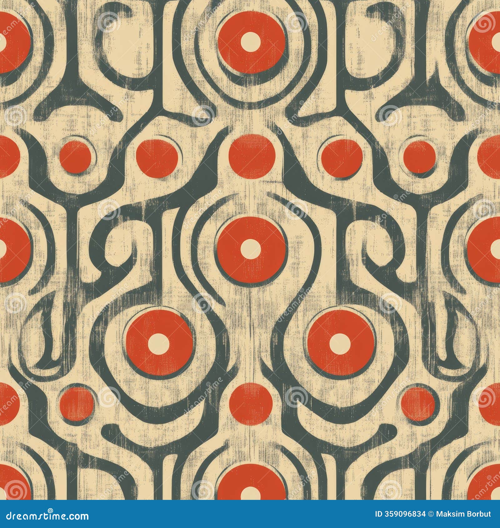 Seamless 70s Retro Pattern with Circle Shapes. Vintage Wallpaper Stock ...