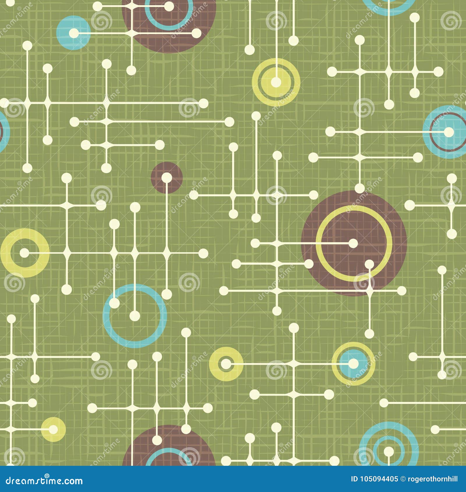 Seamless 1950s Retro Pattern of Lines and Circles Stock Vector ...