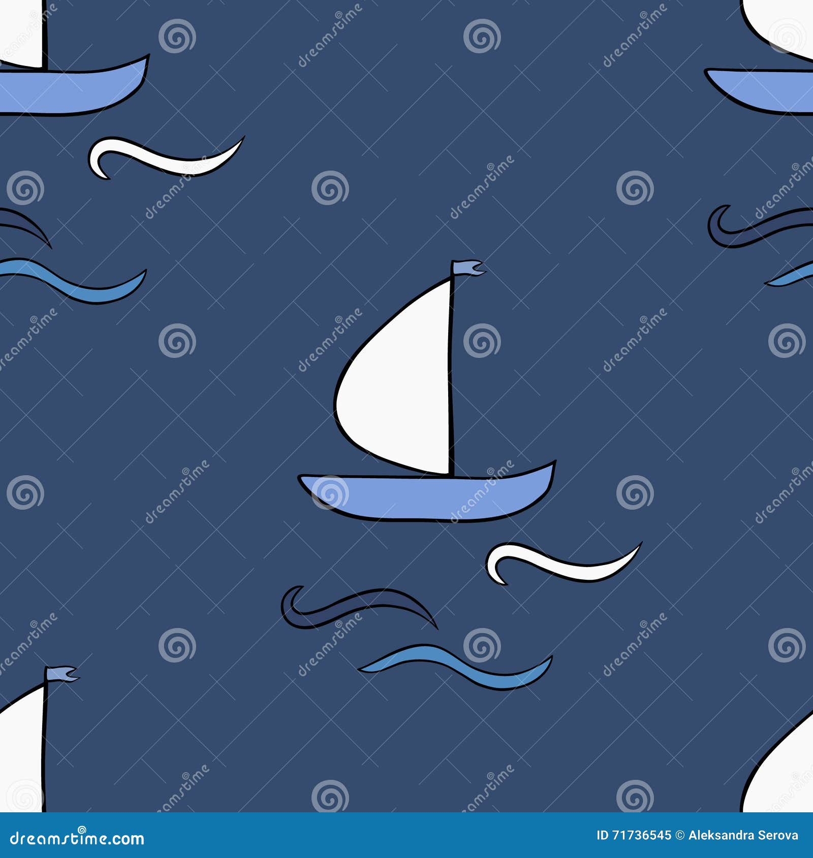 Seamless sailboat pattern stock vector. Illustration of nautical - 71736545