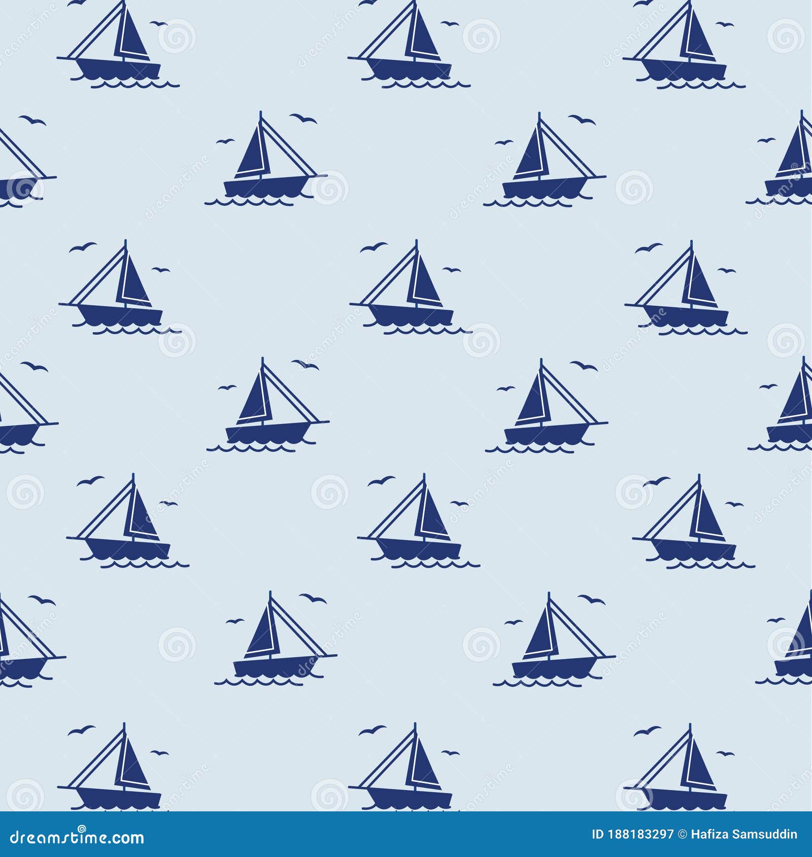 A Seamless Sailing Ships Pattern Illustration. Stock Vector ...