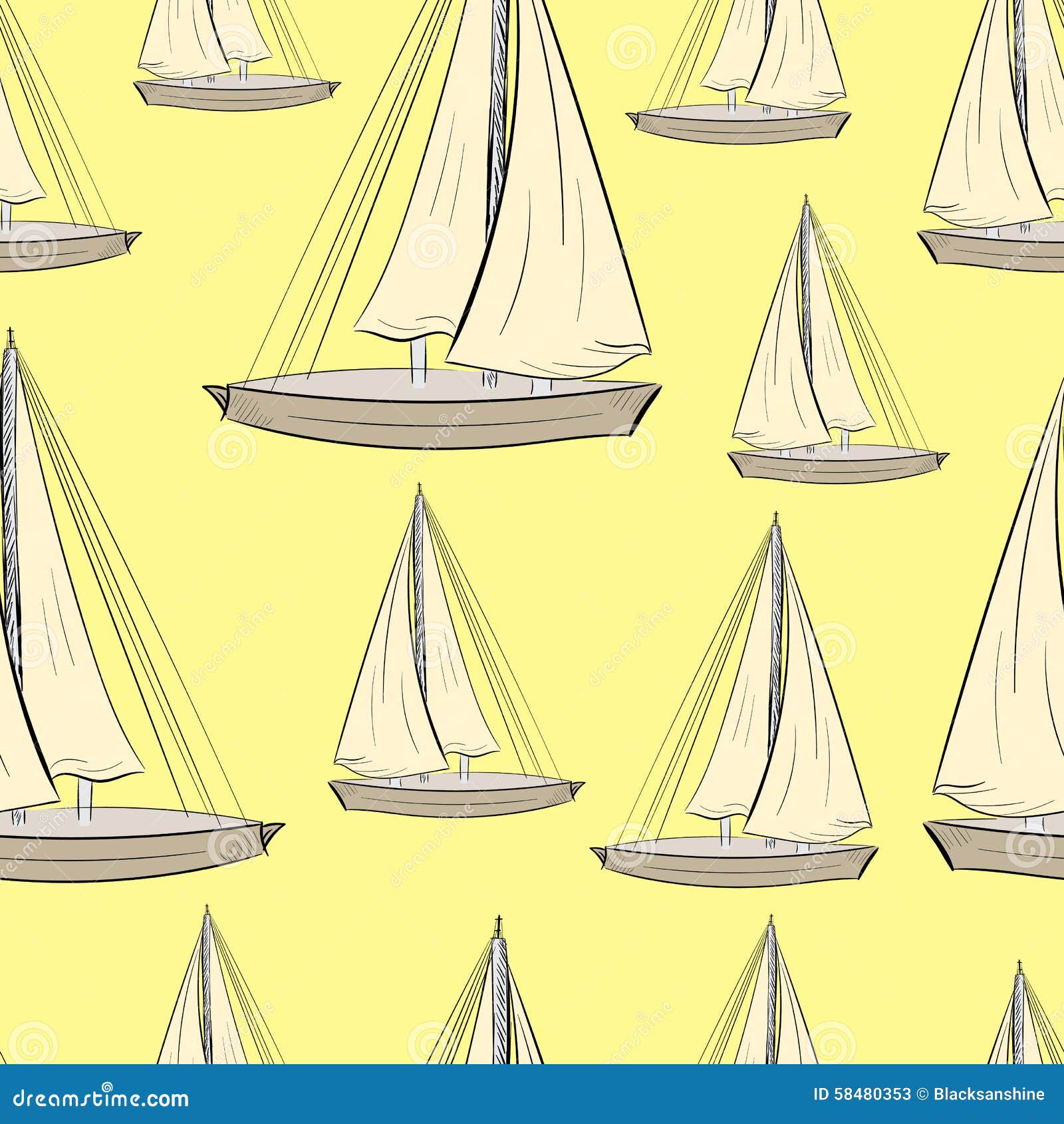 Seamless sailing ships stock vector. Illustration of sailboat - 58480353