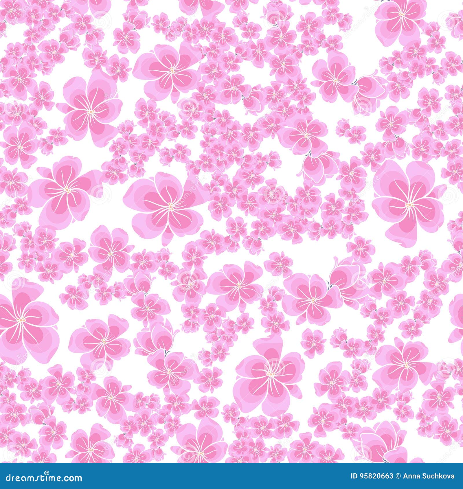 Seamless sakura pattern stock vector. Illustration of flower - 95820663