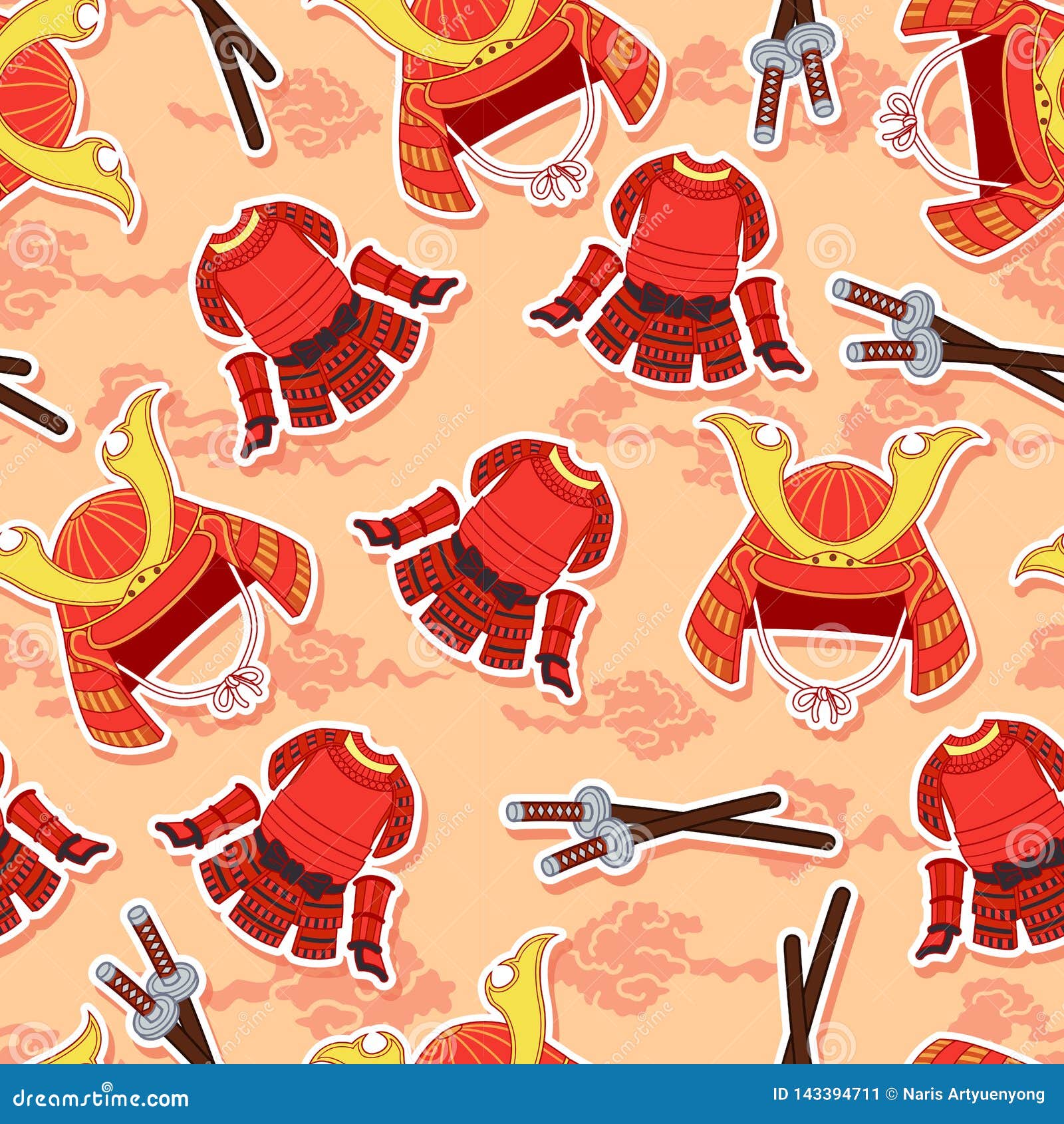 Seamless Samurai Armor Pattern. Stock Vector - Illustration of buckle ...