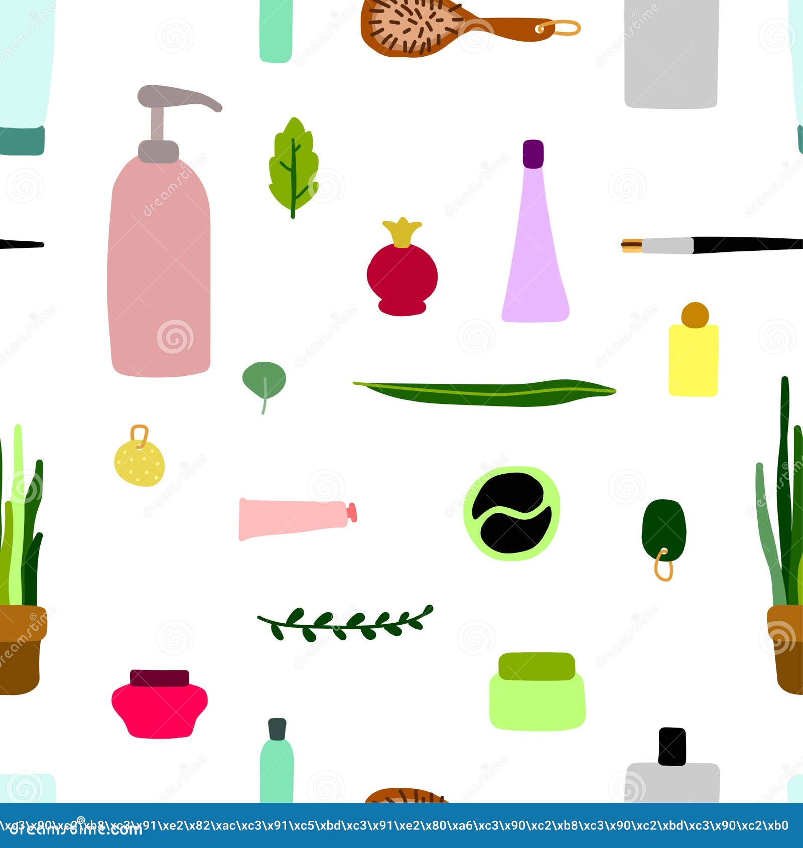 Seamless Scandinavian Cosmetics Vector Pattern Stock Illustration ...