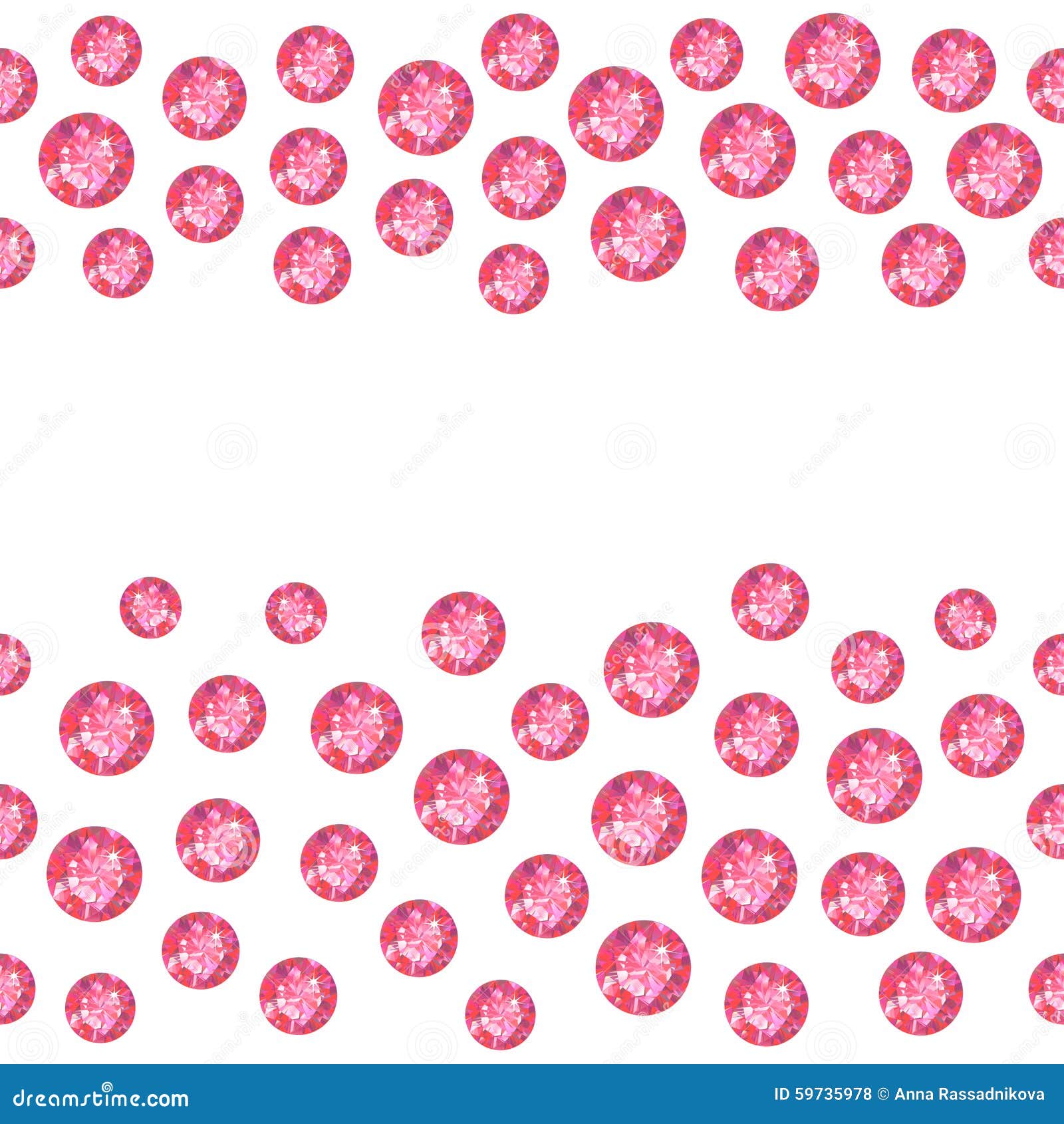 Seamless Scattered Borders of Gems, Rhinestones Stock Vector ...