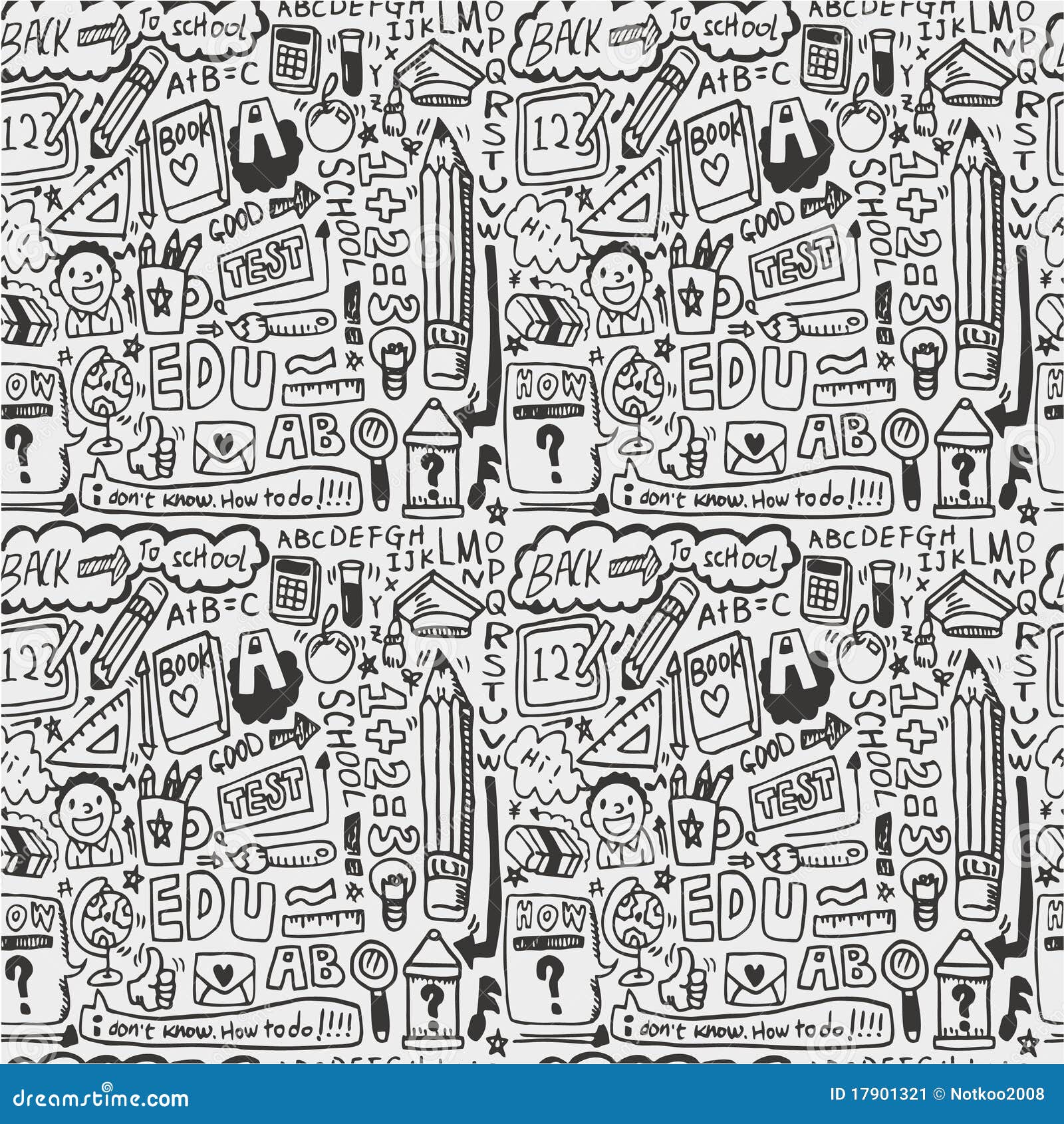 Seamless School Element Pattern Stock Vector - Illustration of decor ...