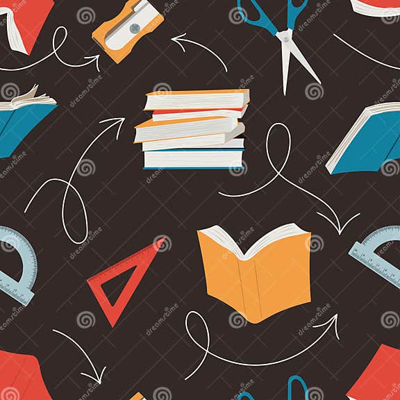 Seamless School Elements Background Stock Vector - Illustration of tool ...