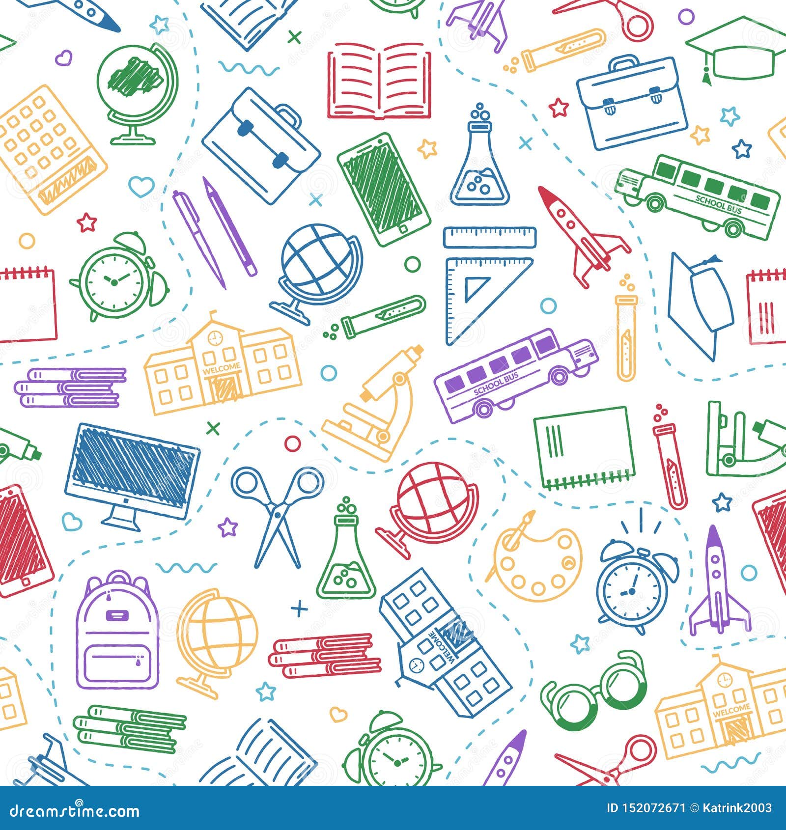 Seamless School Pattern. Back To School Stock Vector - Illustration of ... Seamless School Pattern. Back To School Stock Vector - Illustration of ...