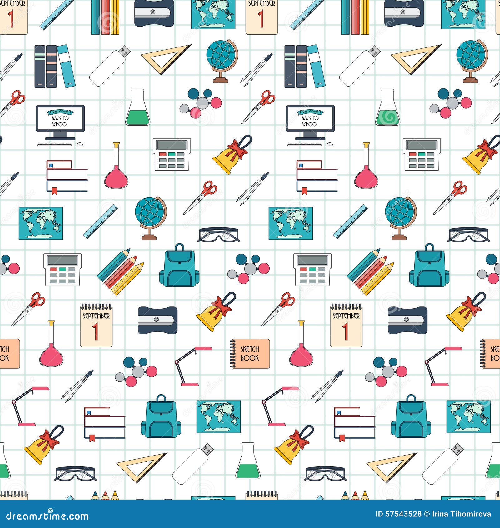 Seamless School Pattern. Back To School. Flat Design Stock Vector ...