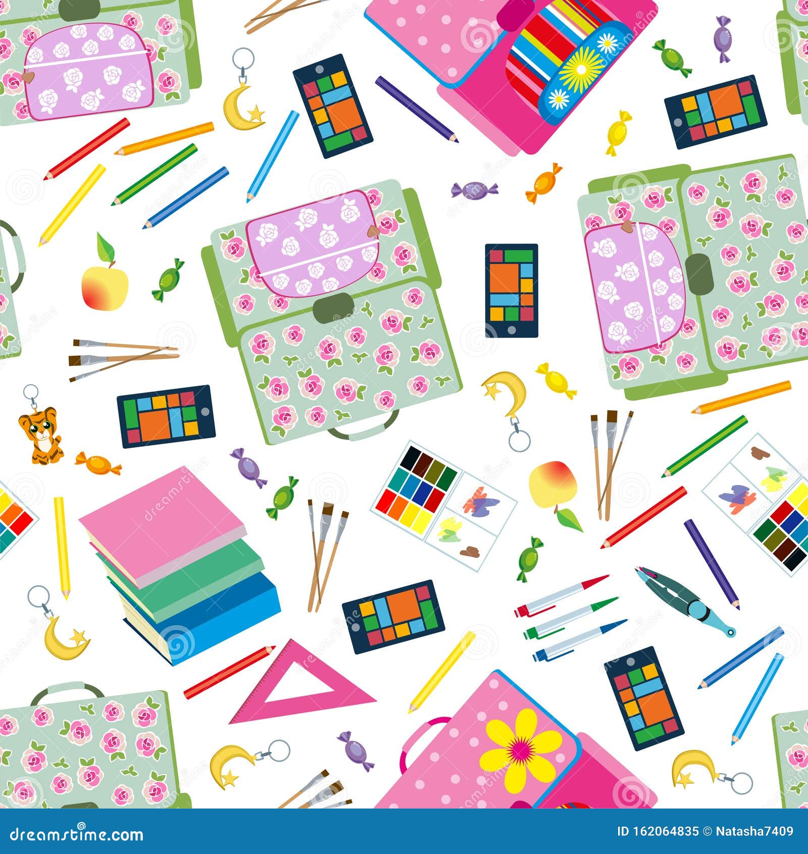 Seamless School Pattern. Background with School Objects Stock Vector ...
