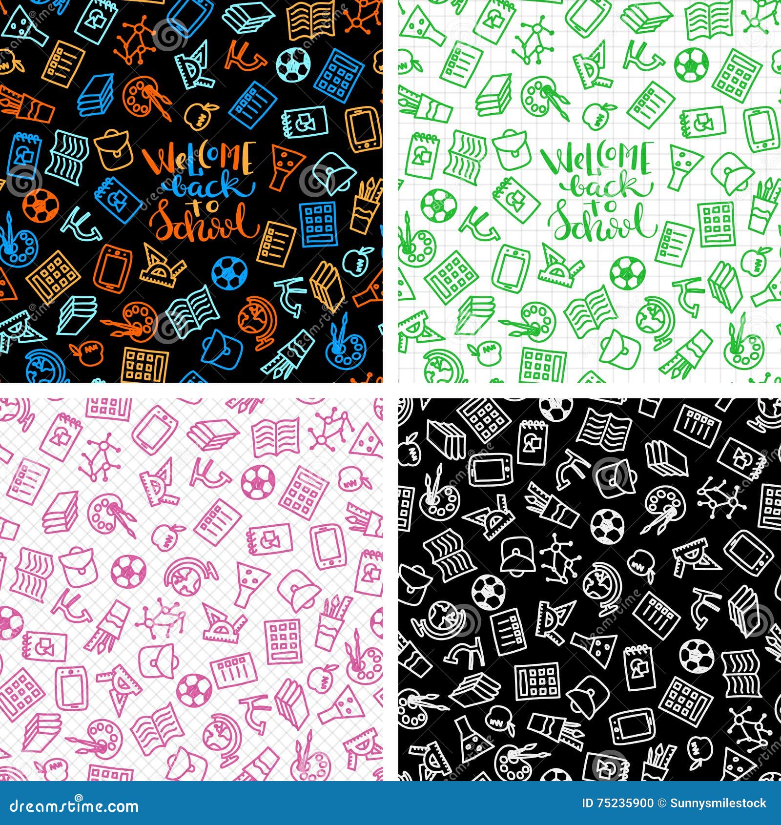 Seamless school pattern stock vector. Illustration of pattern - 75235900