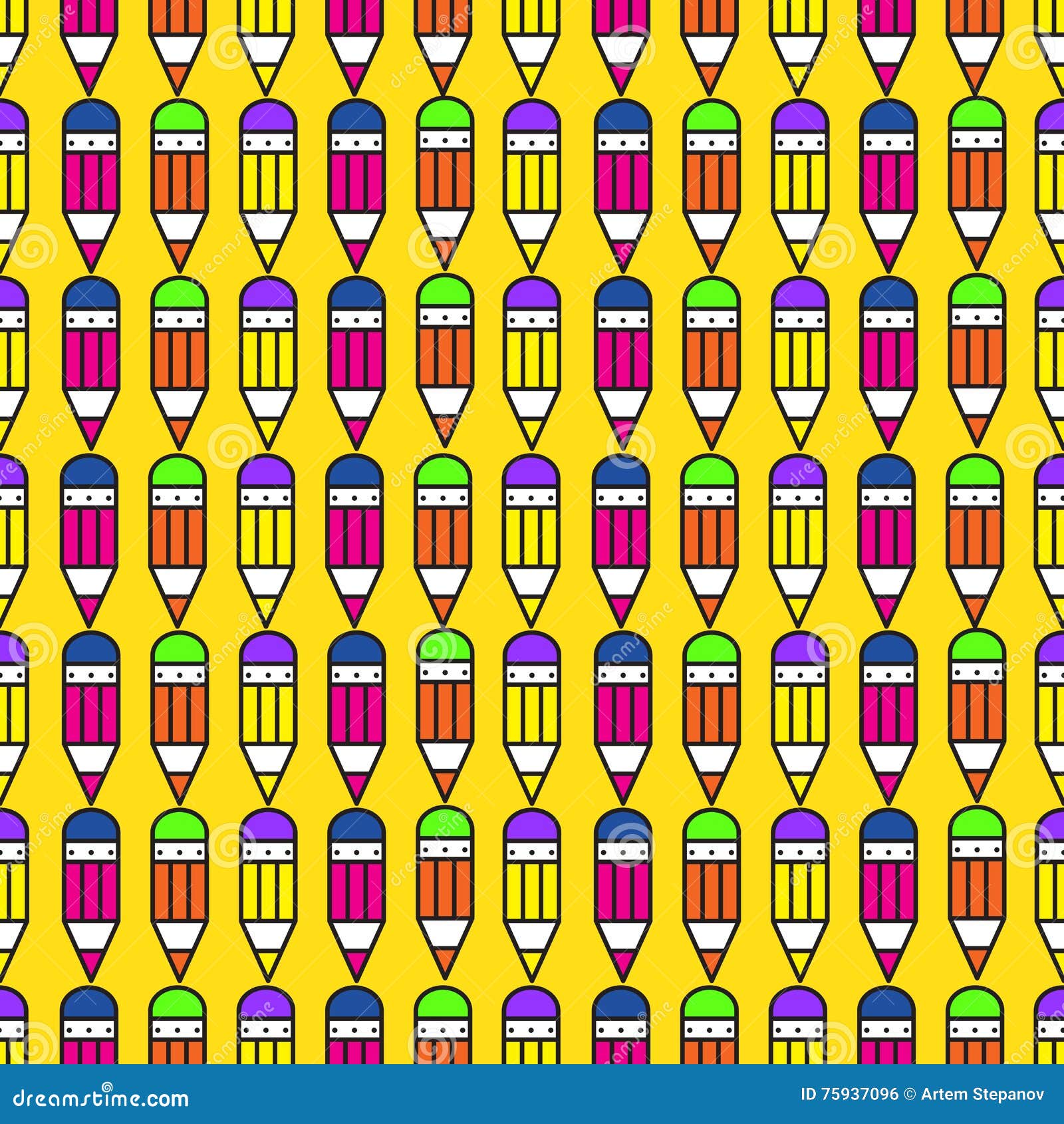 Seamless School Pattern with Pencils Stock Illustration - Illustration ...