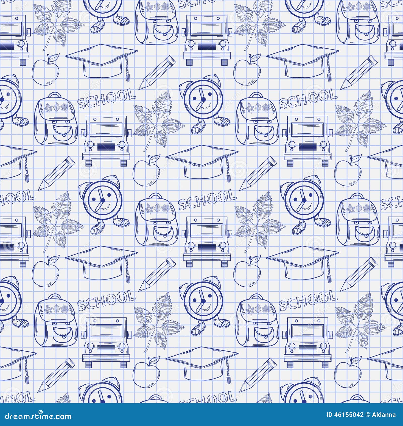 Seamless School Pattern with Varios Elements on Stock Vector ...