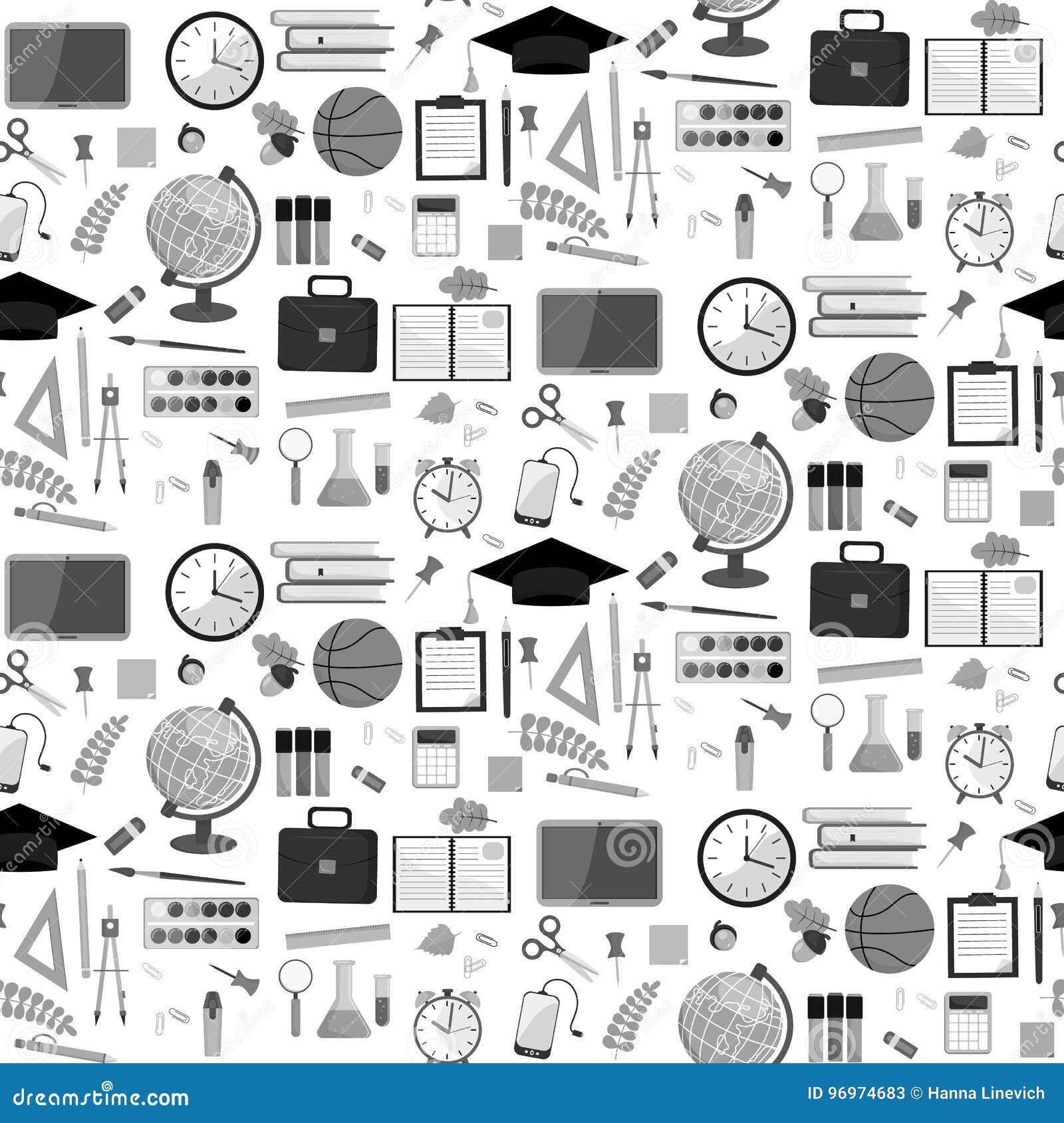 Seamless School Pattern on a White Background. Vector Stock ...