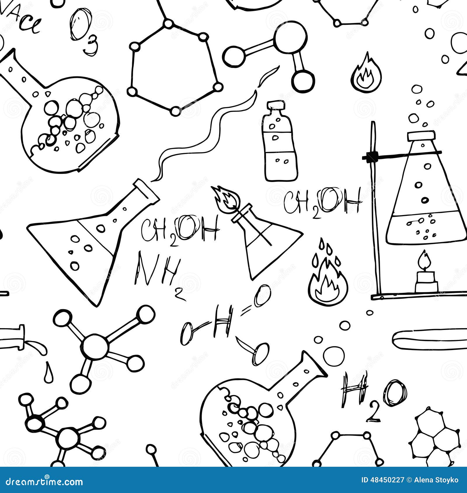 Seamless Science Background Stock Vector - Illustration of molecule ...