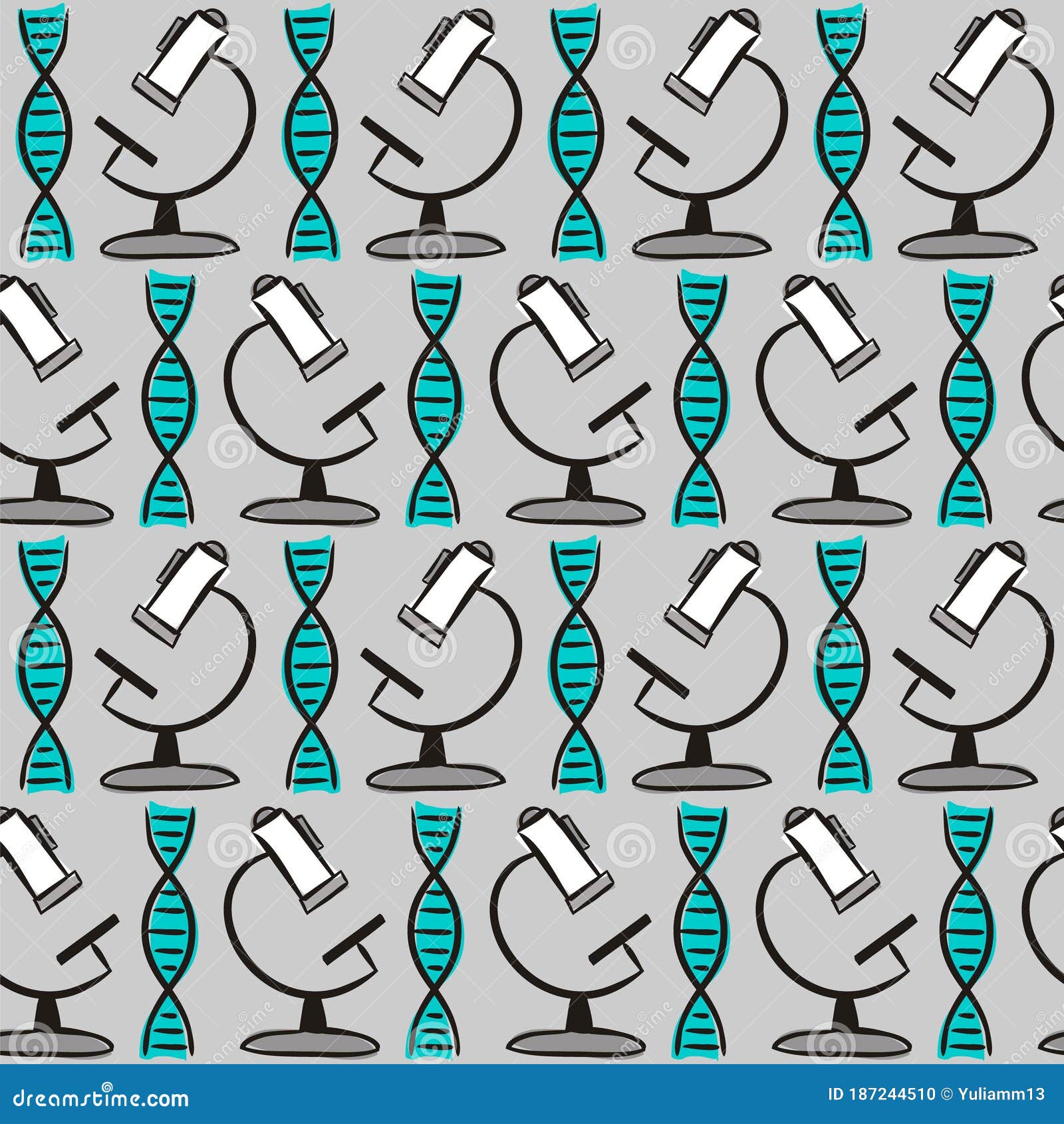 Seamless Science Pattern. Hand-drawn DNA Molecules Stock Vector ...