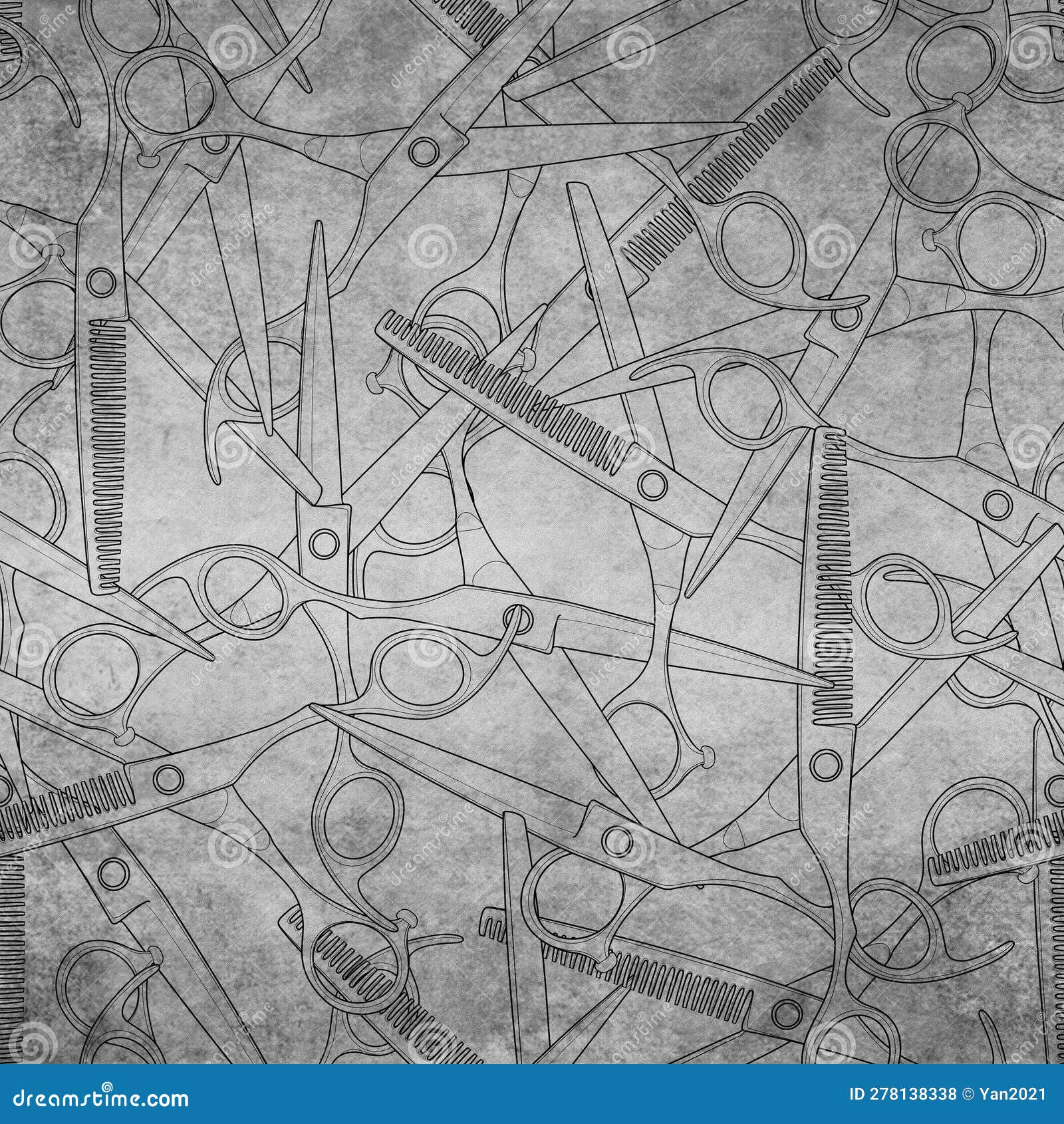 Seamless Scissors Barber Tools Pattern Illustration Stock Illustration ...