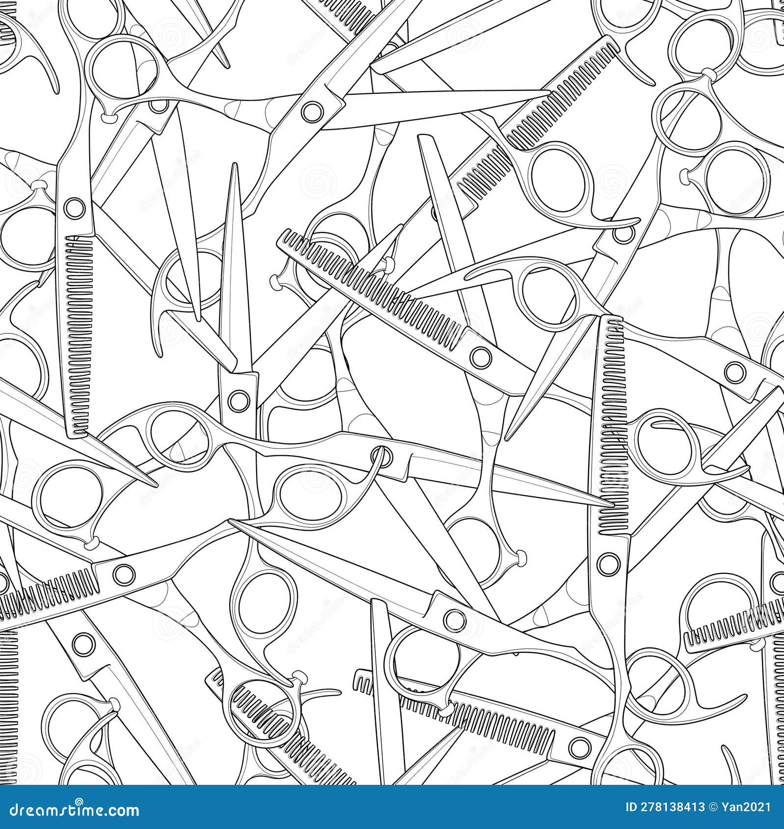Seamless Scissors Barber Tools Pattern Illustration Stock Illustration ...