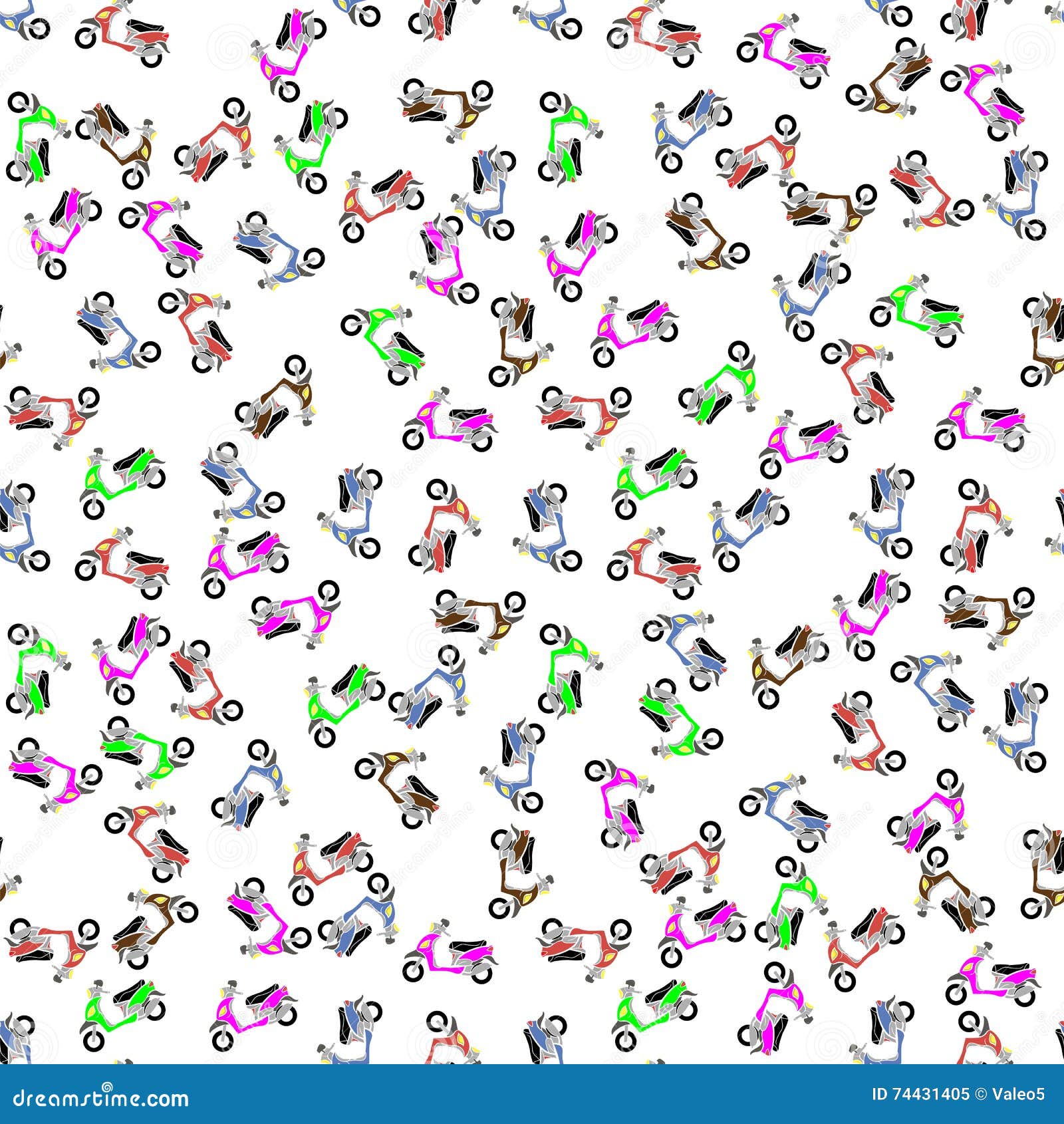 Seamless Scooter Pattern Cartoon Vector | CartoonDealer.com #74431405
