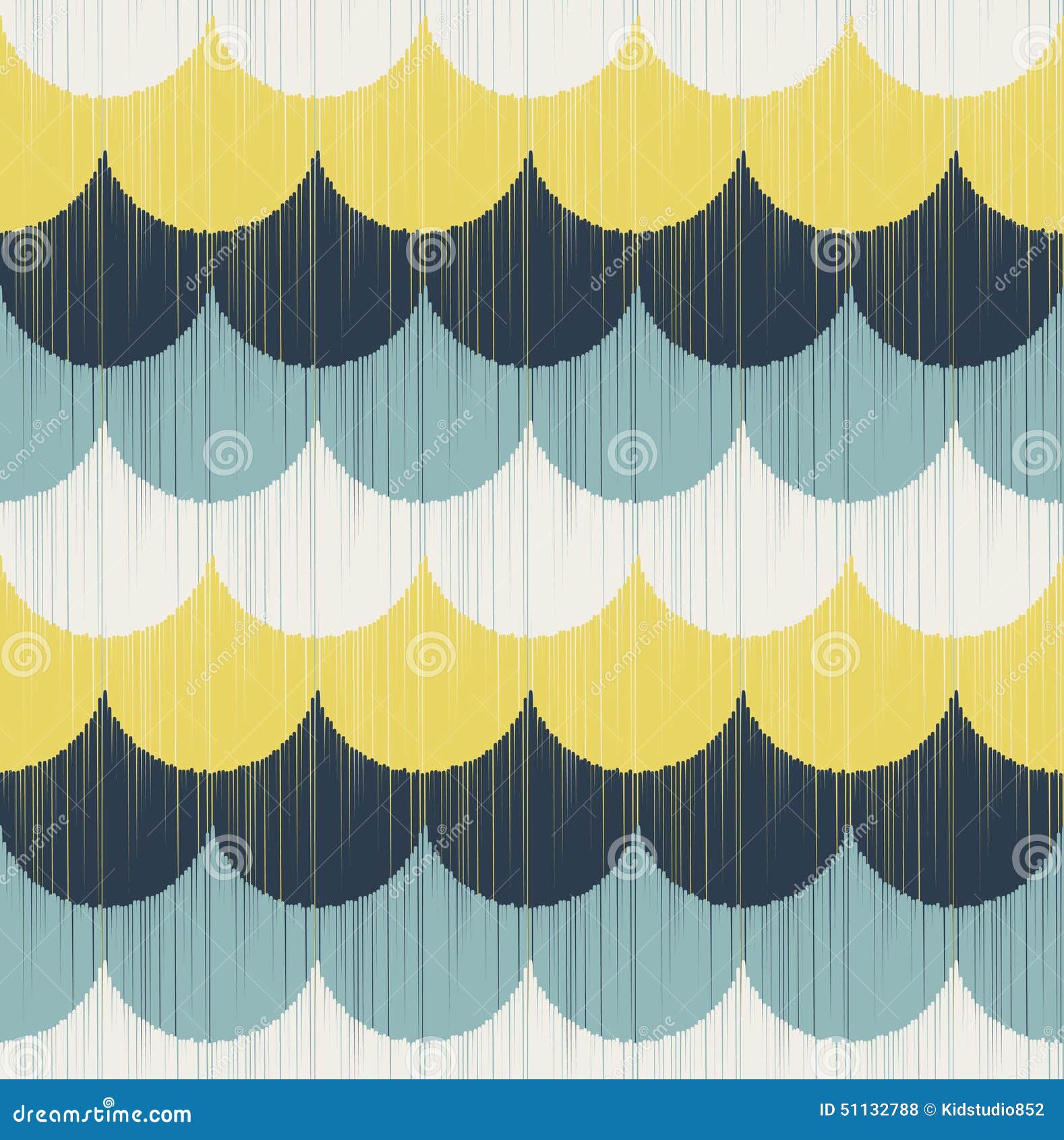 Seamless Scribble Scallop Wave Pattern Vector Illustration ...