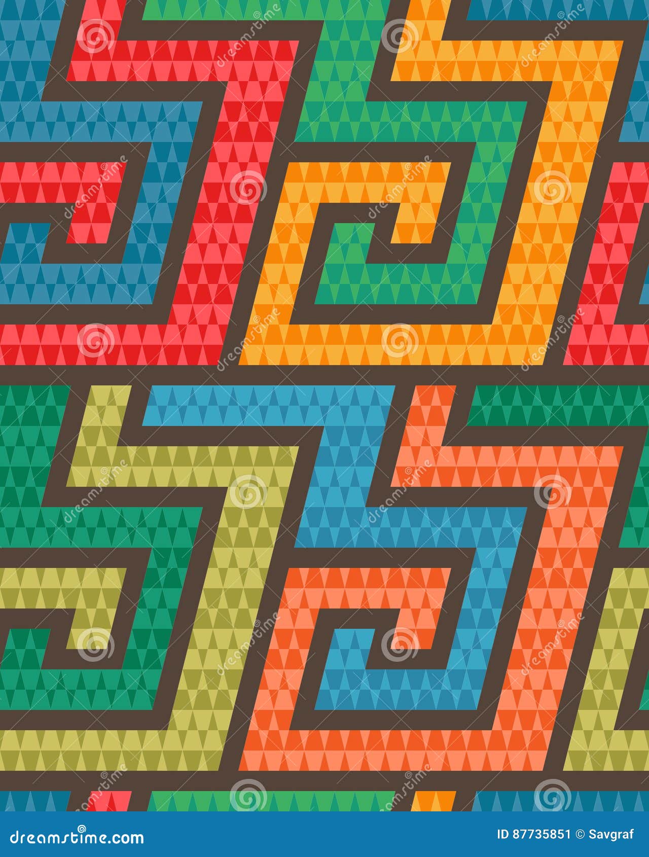 Seamless Scroll Pattern. Mix of Triangles and Stripes Stock Vector ...