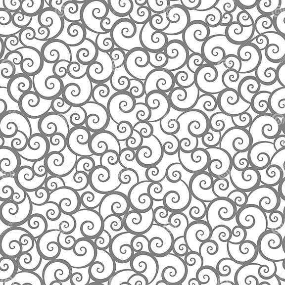 Seamless Scrolls and Swirls Pattern Background of Flat Gray Color Stock ...