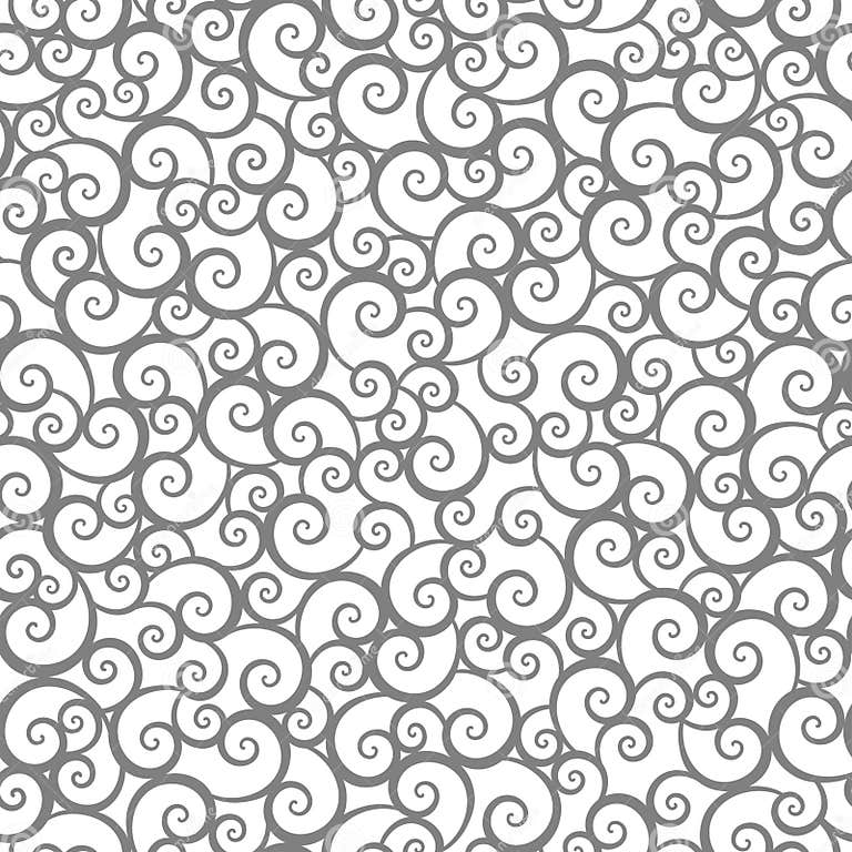 Seamless Scrolls and Swirls Pattern Background of Flat Gray Color Stock ...