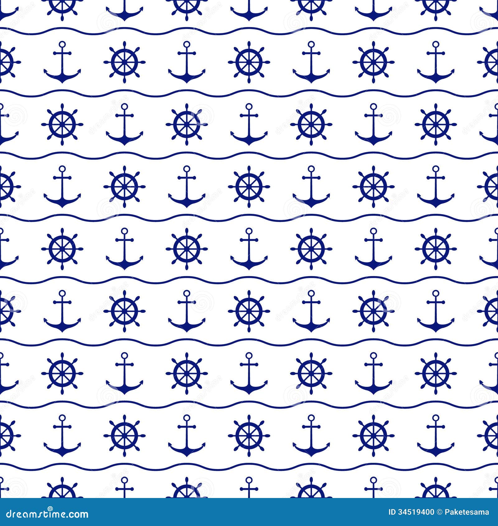 Seamless sea background stock vector. Illustration of anchor - 34519400
