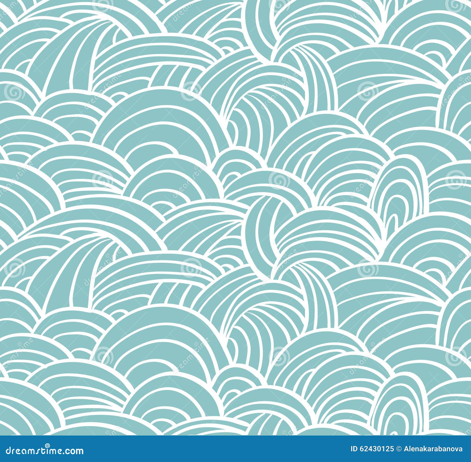 Seamless Sea Hand-drawn Pattern, Waves Background. Stock Vector ...