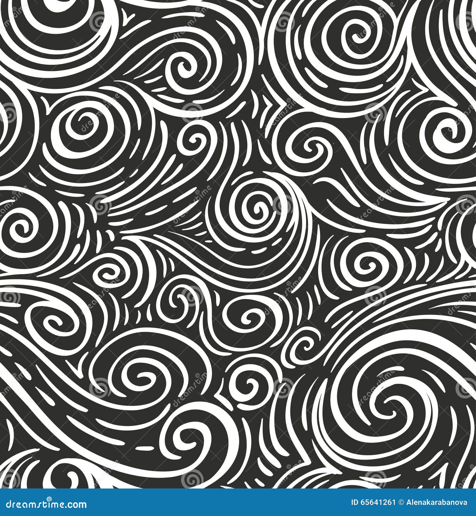 Seamless Sea Hand-drawn Pattern, Waves Background. Stock Vector - Illustration of nature, color ...