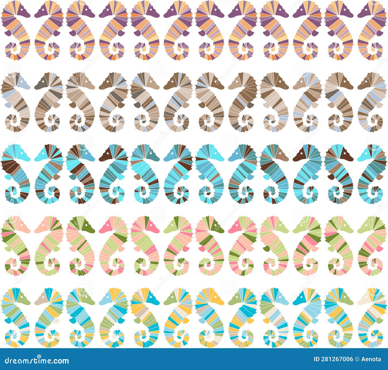 Seamless Sea Horse Borders - Vector Illustration Stock Vector ...