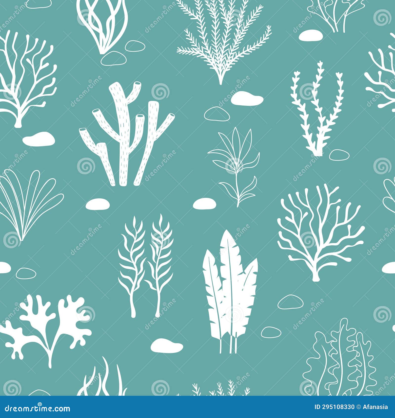 Seamless Sea Pattern with Corals and Seaweeds. Underwater Algae Stock ...