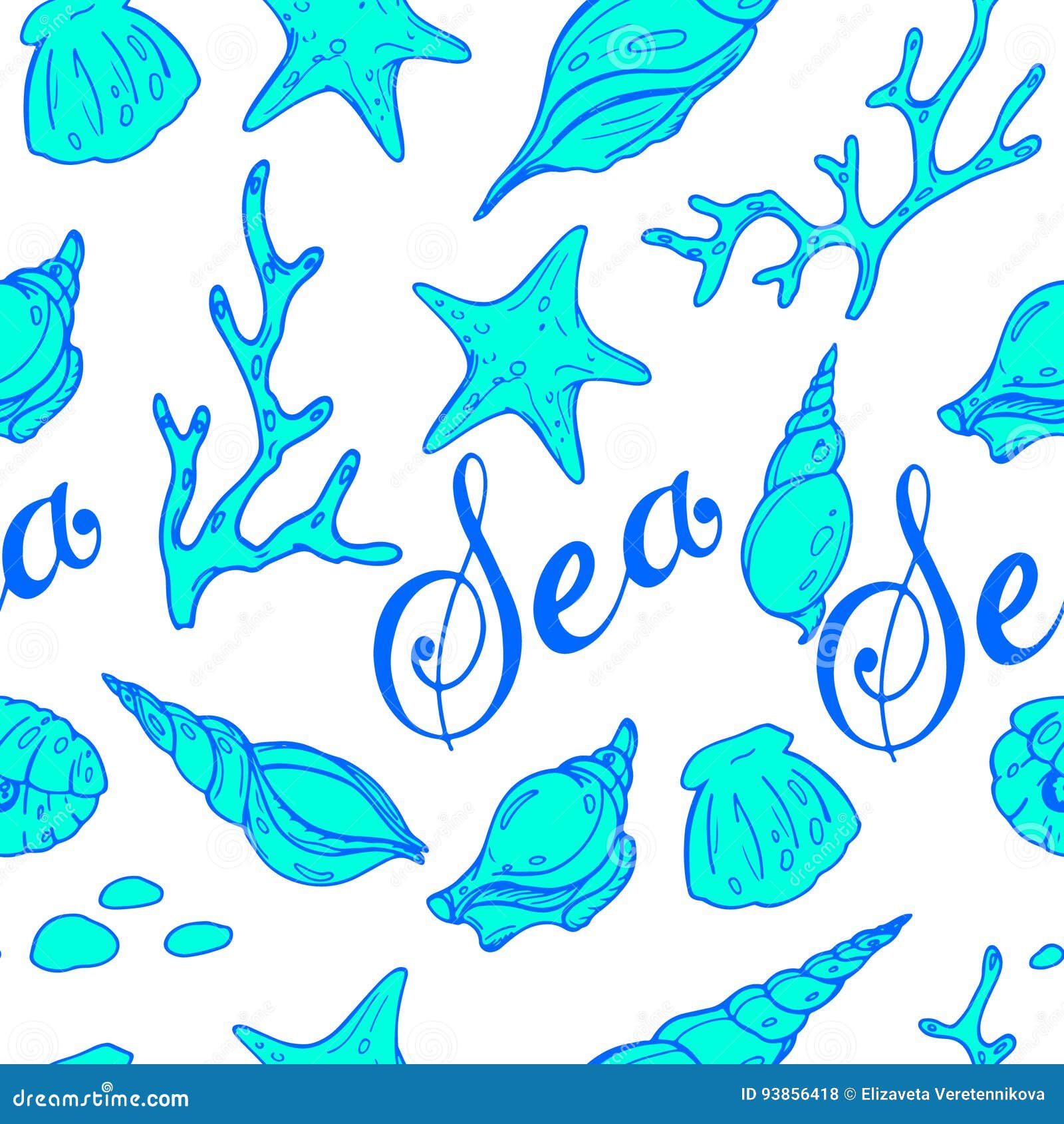 Seamless sea pattern stock vector. Illustration of print - 93856418