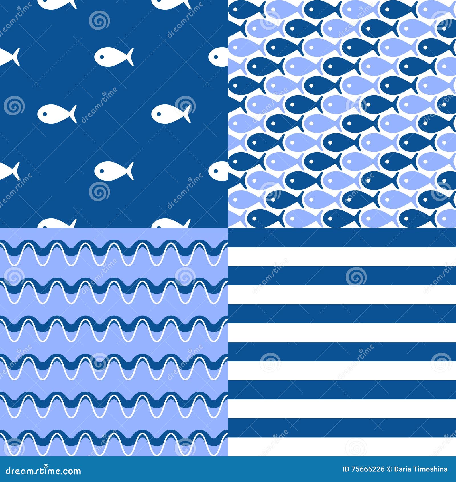 Seamless sea patterns set stock vector. Illustration of fabric - 75666226