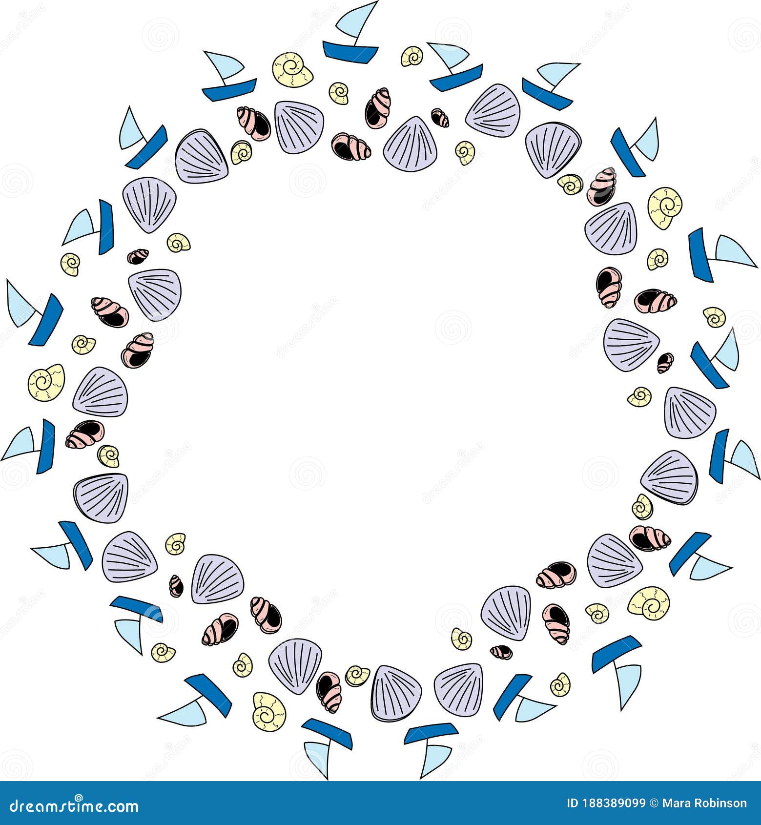 Seamless Sea Shell Repeat Pattern Wreath Stock Vector - Illustration of ...