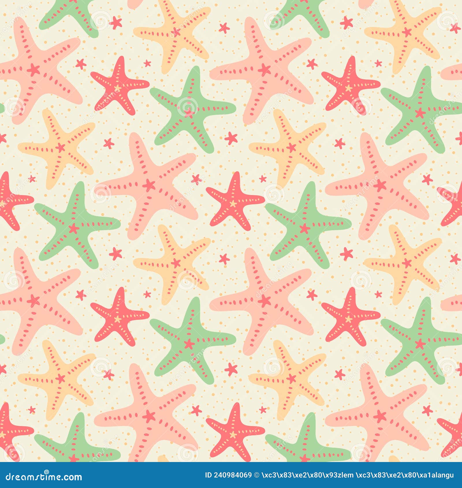 Seamless Seamless Sea Star, Starfish Pattern and Background Vector ...