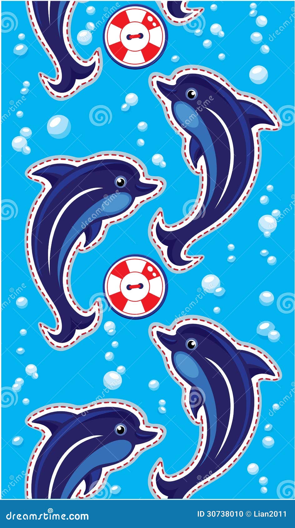 Seamless Sea Vertical Border with Dolphins Stock Vector - Illustration ...