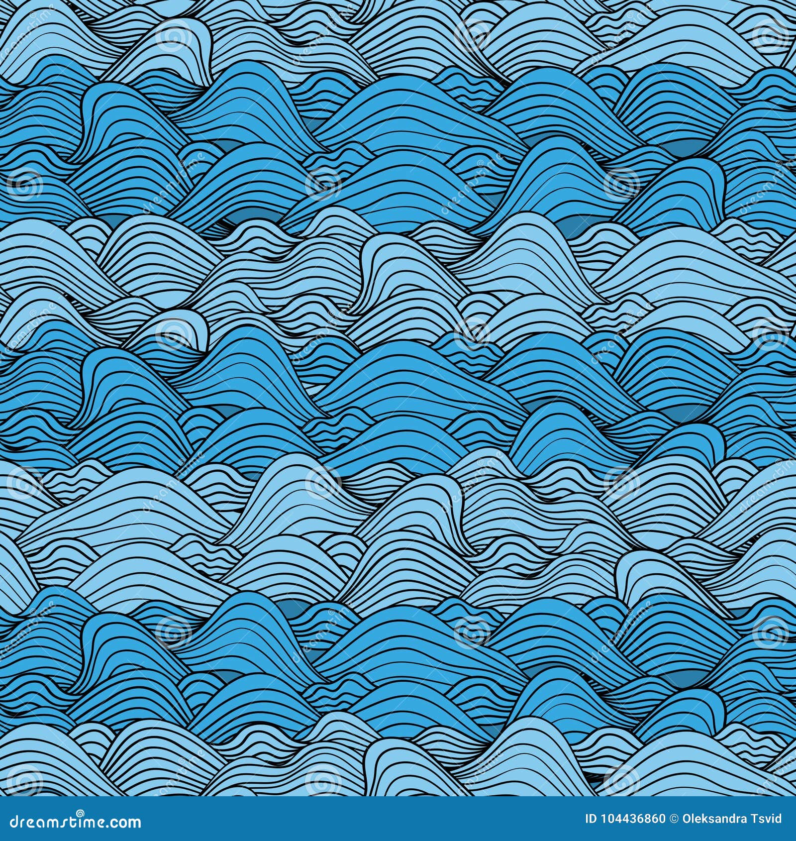 Seamless sea wave pattern stock vector. Illustration of decorative ...