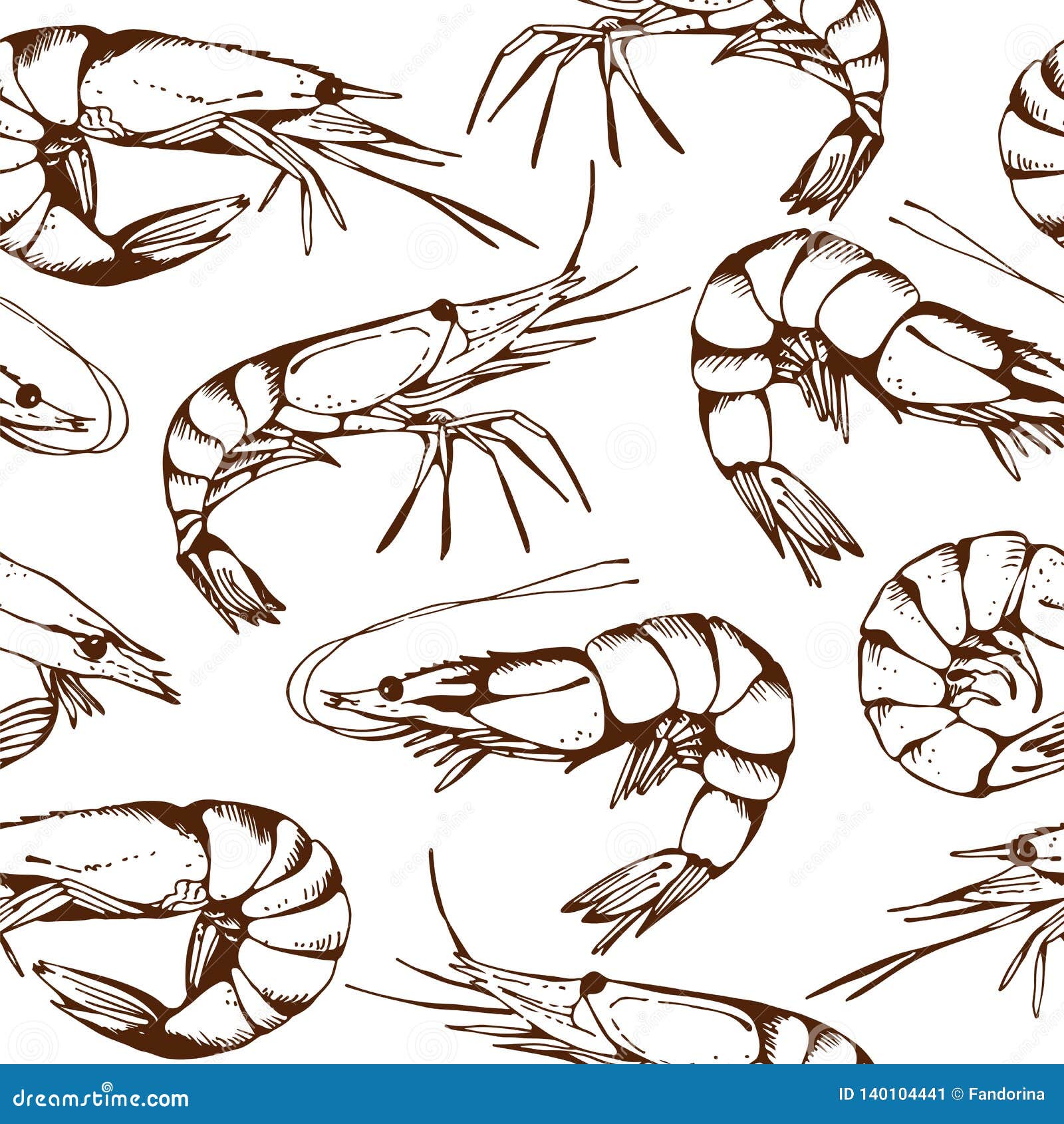 Seafood Pattern For The Menu. Vector Texture In The Style Of Doodles Of ...