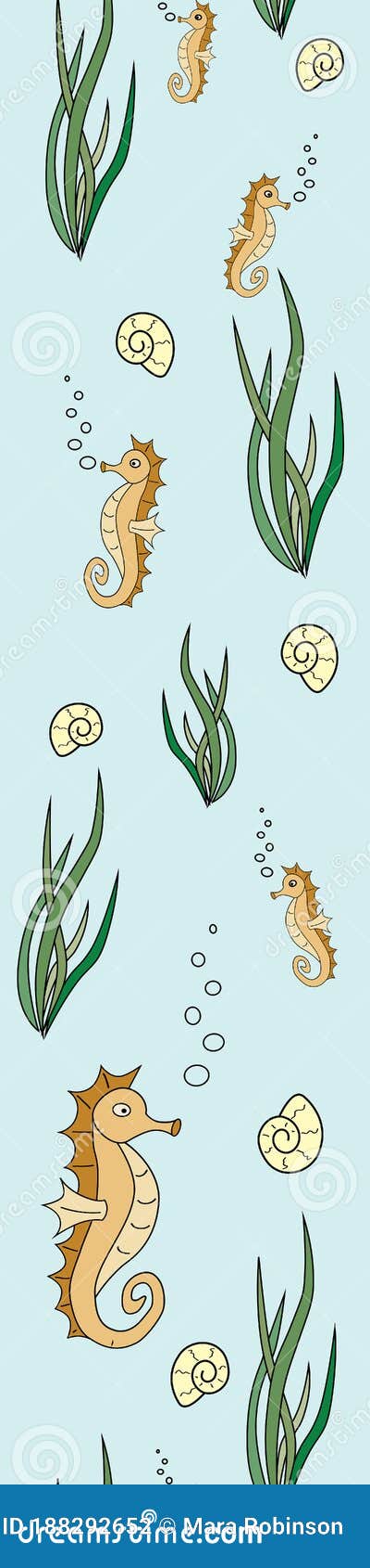 Seamless Seahorse Vertical Repeat Border Pattern Stock Vector ...