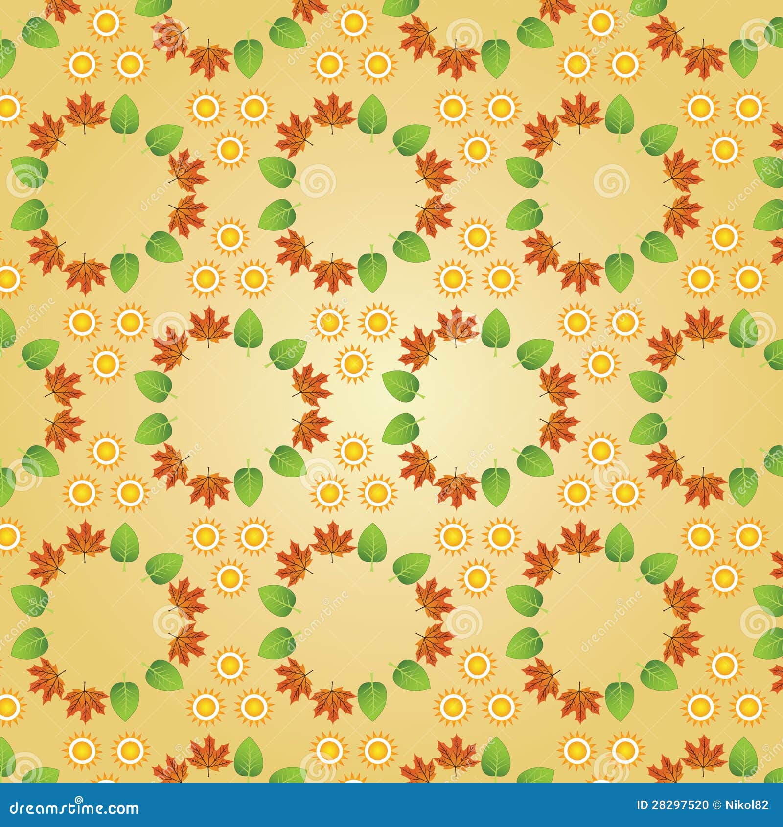 Seamless Season Background, Green Leaves Pattern Cartoon Vector ...