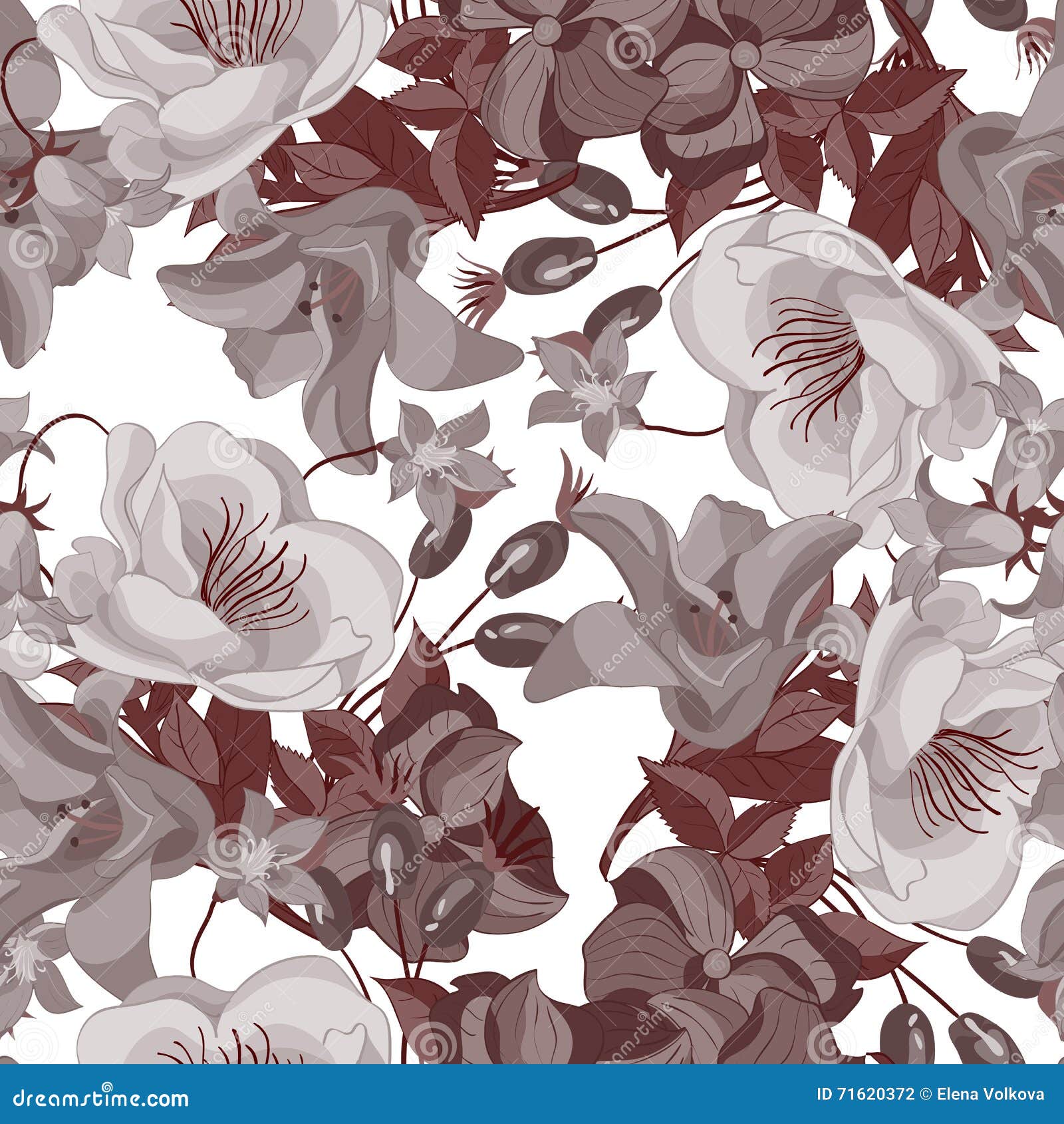 Seamless Sepia Floral Pattern. Stock Vector - Illustration of abstract ...