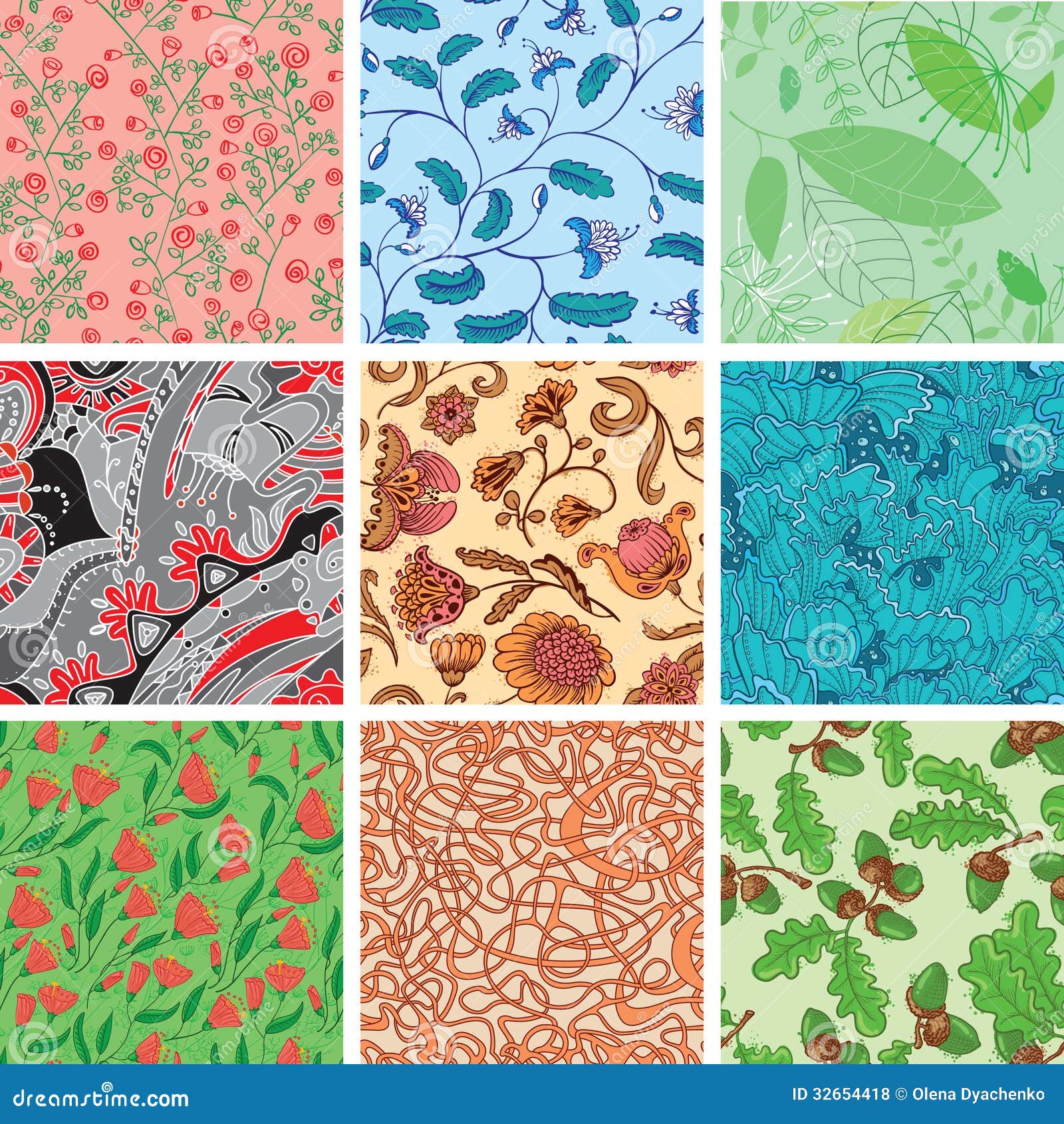 Seamless set stock vector. Illustration of rose, doodle - 32654418