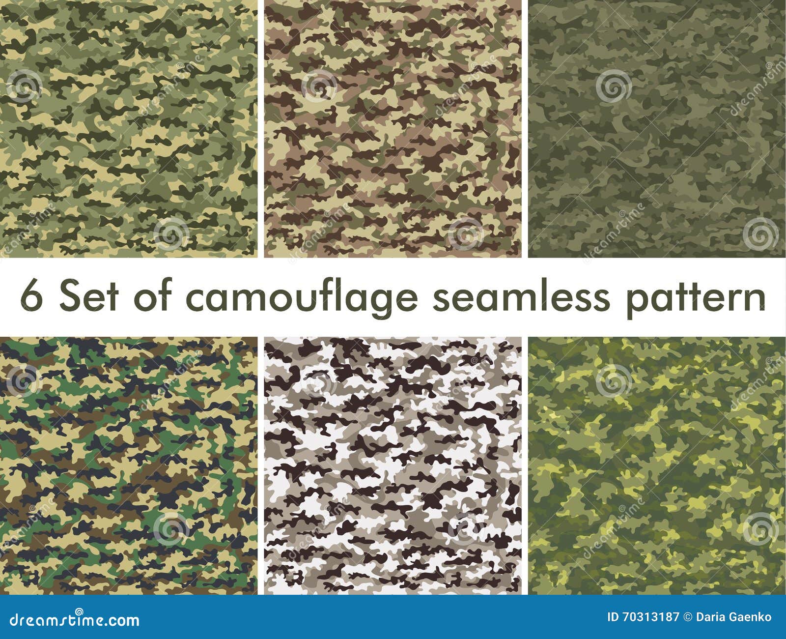 Seamless Set of Camouflage Military Pattern. Cloth for Infantry ...