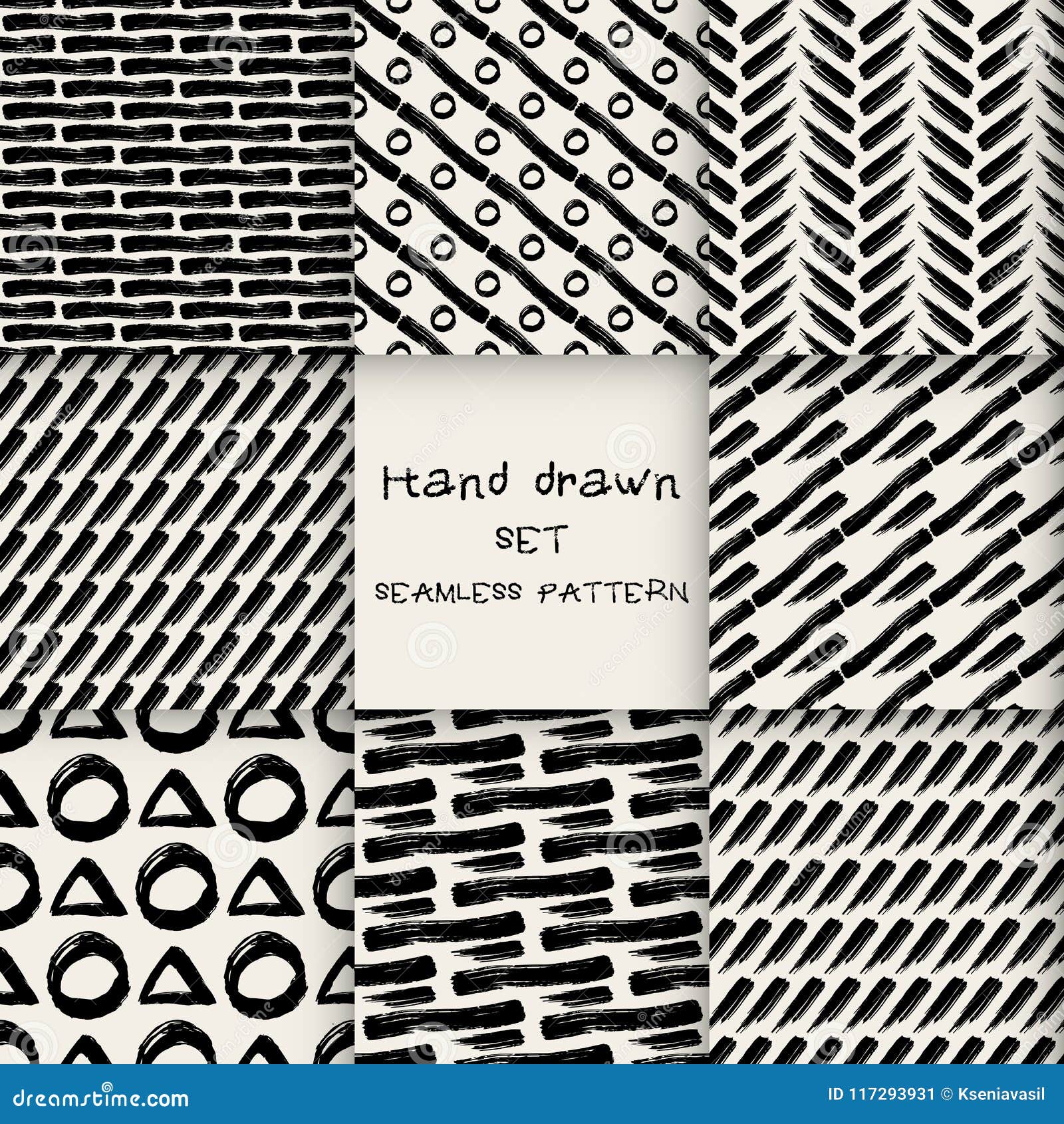 Seamless Set Hand Drawn Marker Stock Vector - Illustration of scratchy ...