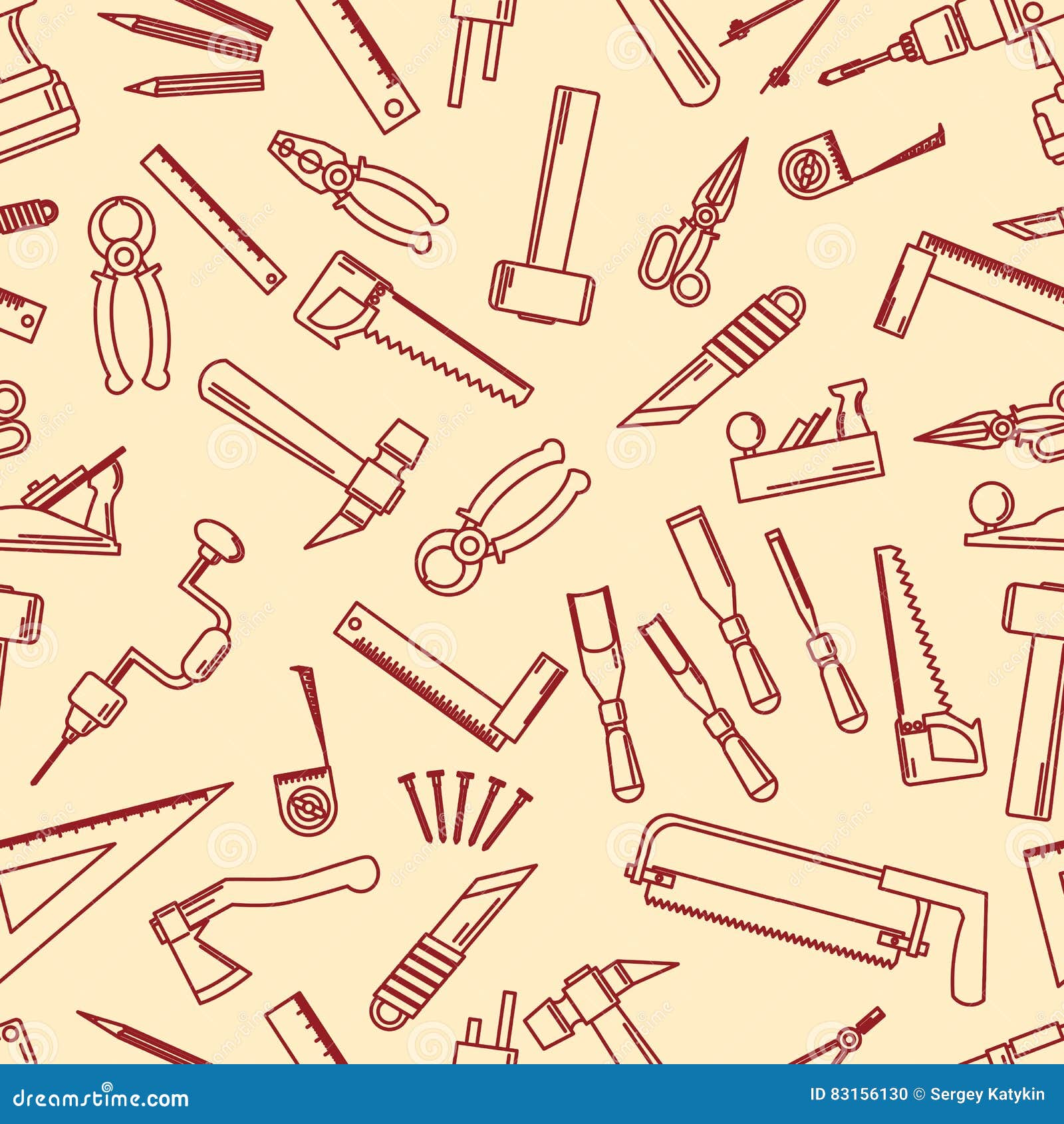 Seamless Set of Hand Tools for Productive Work. Stock Vector ...