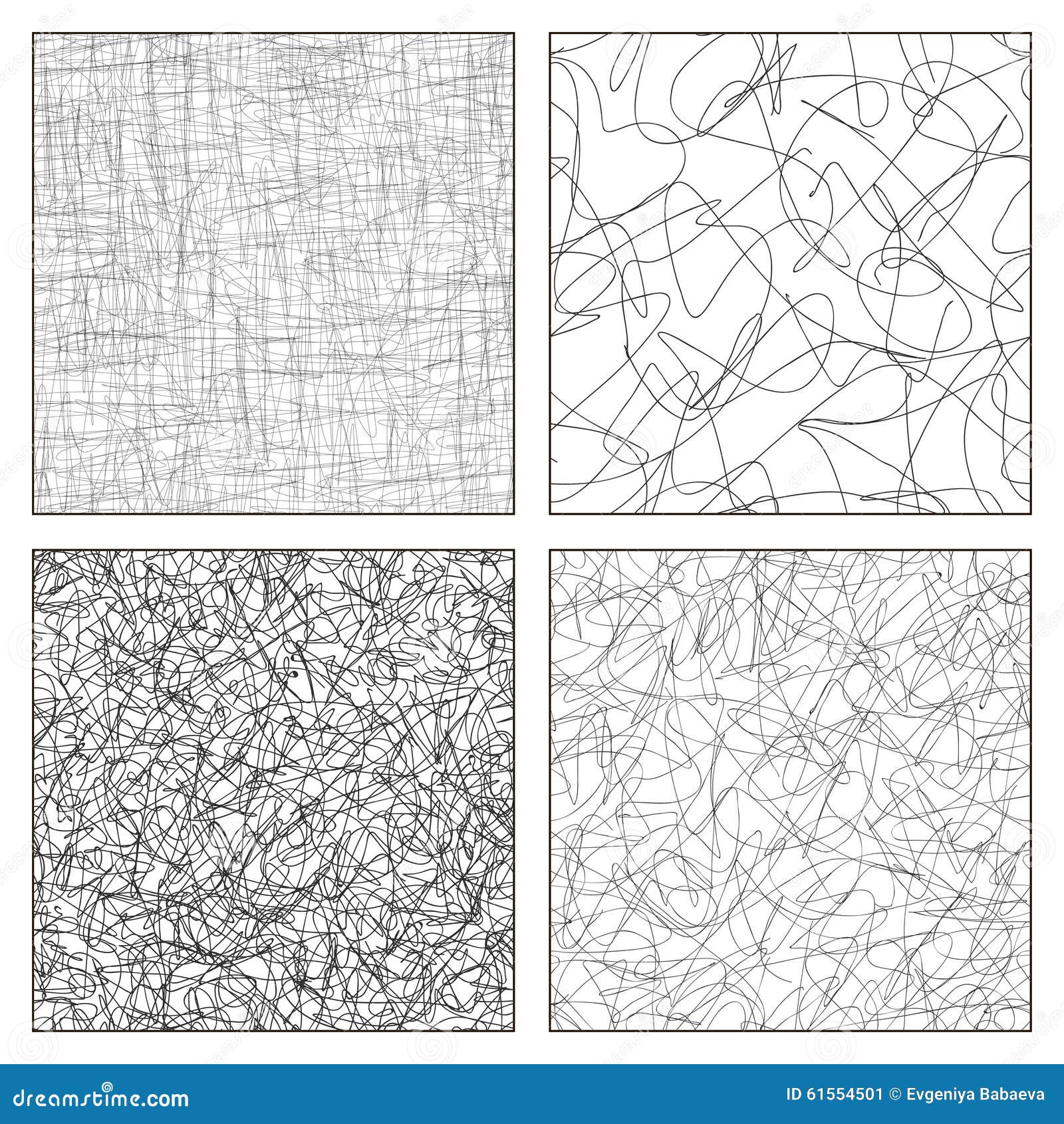 Seamless Set of Scribble Patterns. Stock Vector - Illustration of cover, collection: 61554501