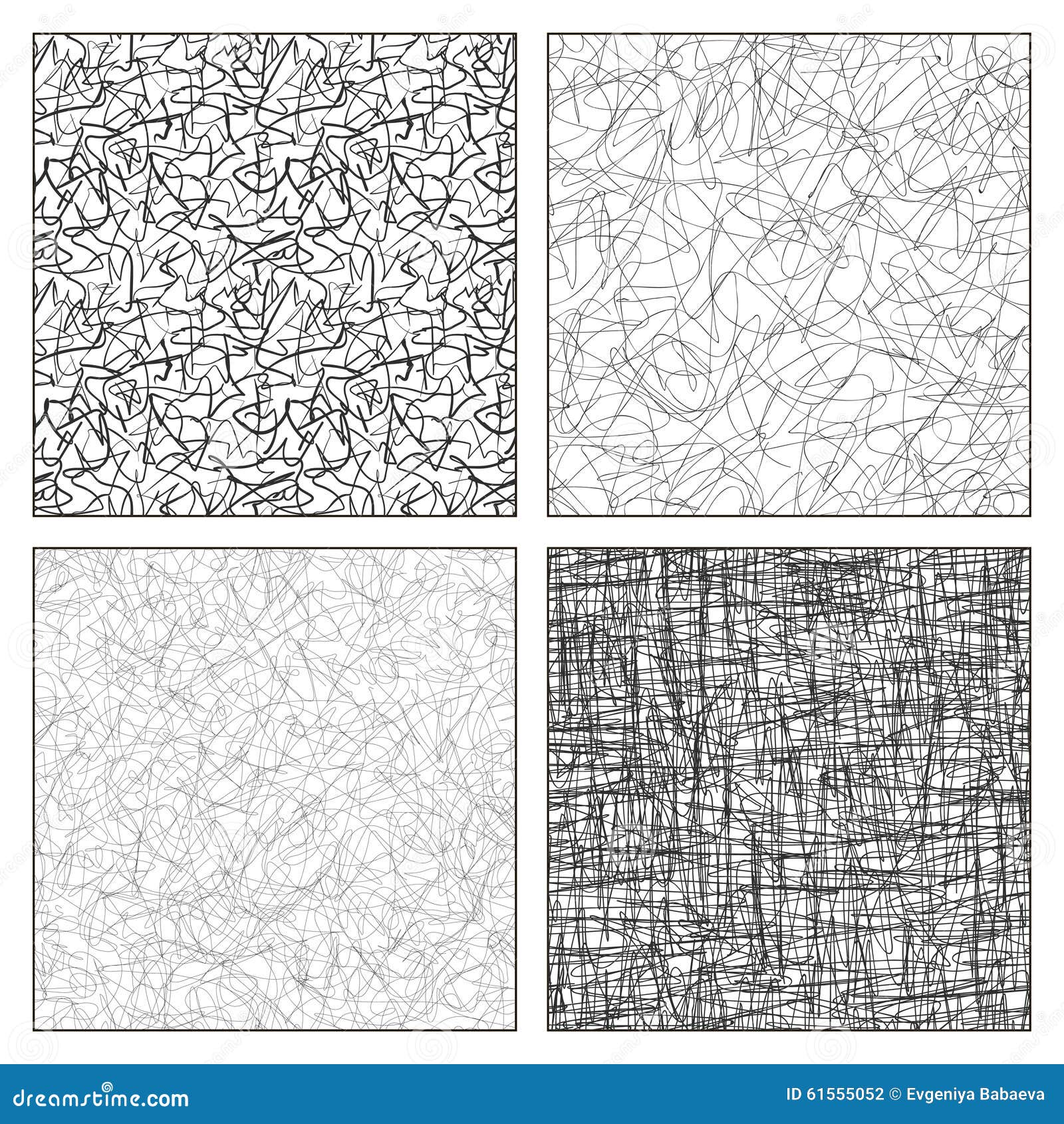 Seamless Set of Scribble Patterns. Stock Vector - Illustration of ...