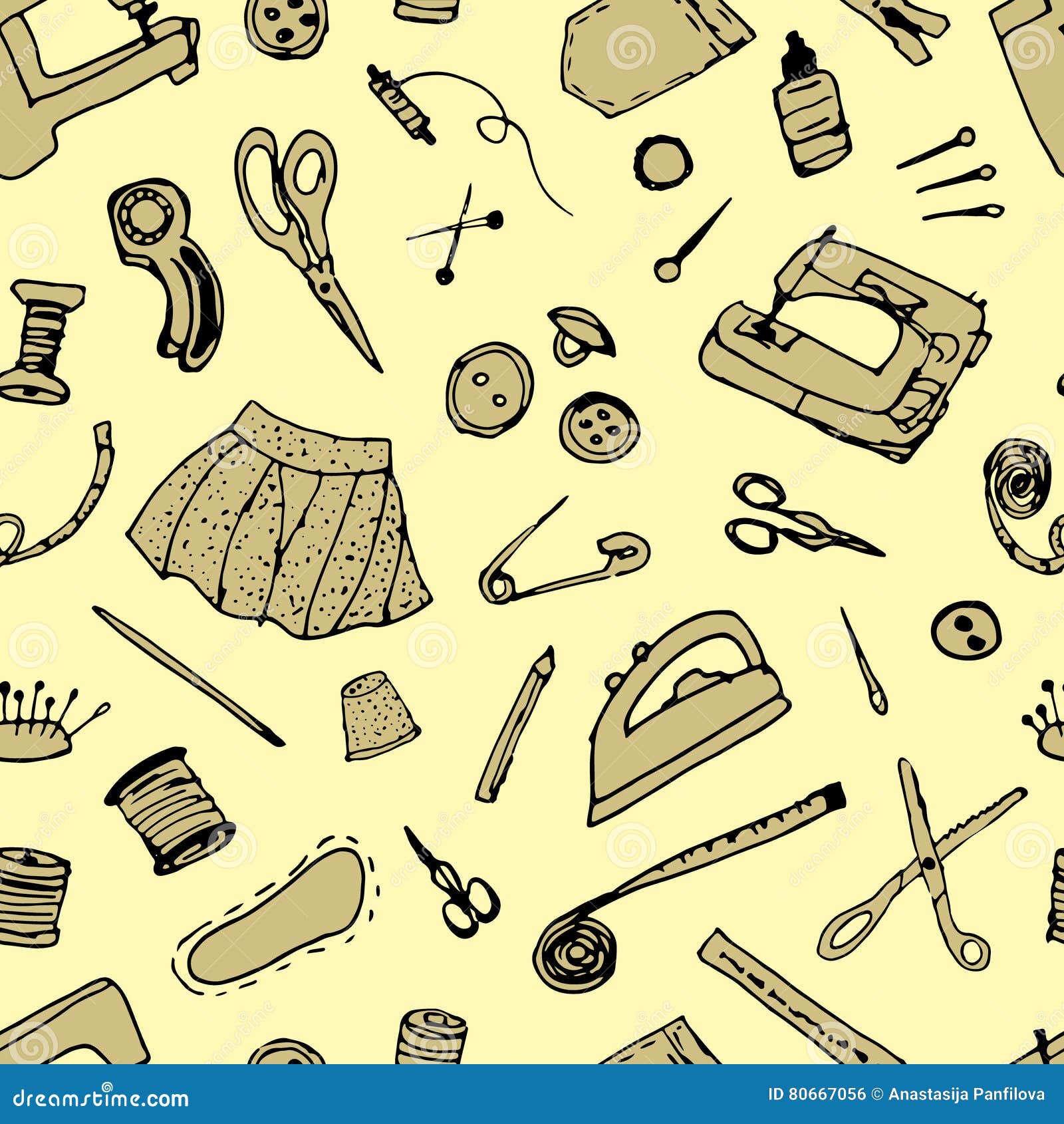 Seamless sewing pattern. stock vector. Illustration of drawn - 80667056